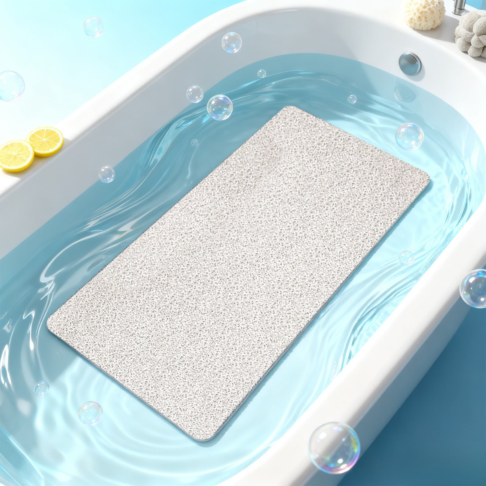 Non-Slip Bath Mat for Shower and Bathroom Floor with Loofah Texture for ...