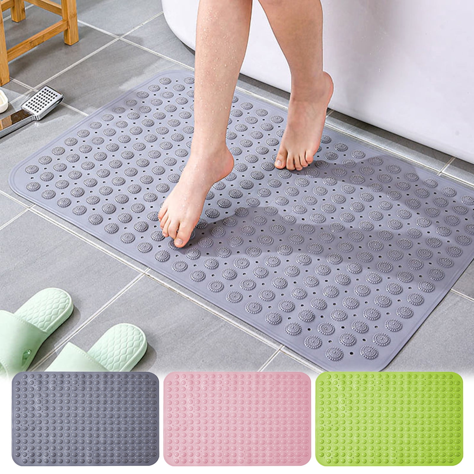 Non-Slip Bathroom Mat, Heavy-Duty Suction Cup, Waterproof Textured ...