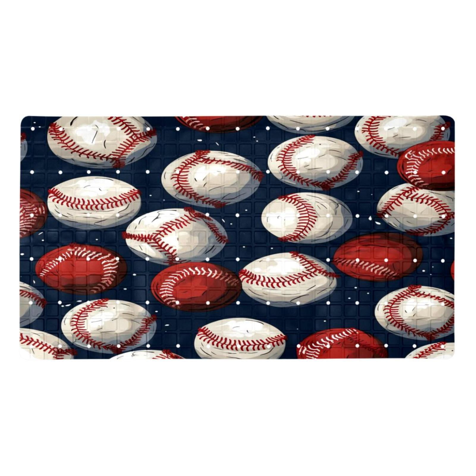 Non-Slip Bathtub Mats Baseball Prints Soft Bath Tub Bathroom Shower Mat ...