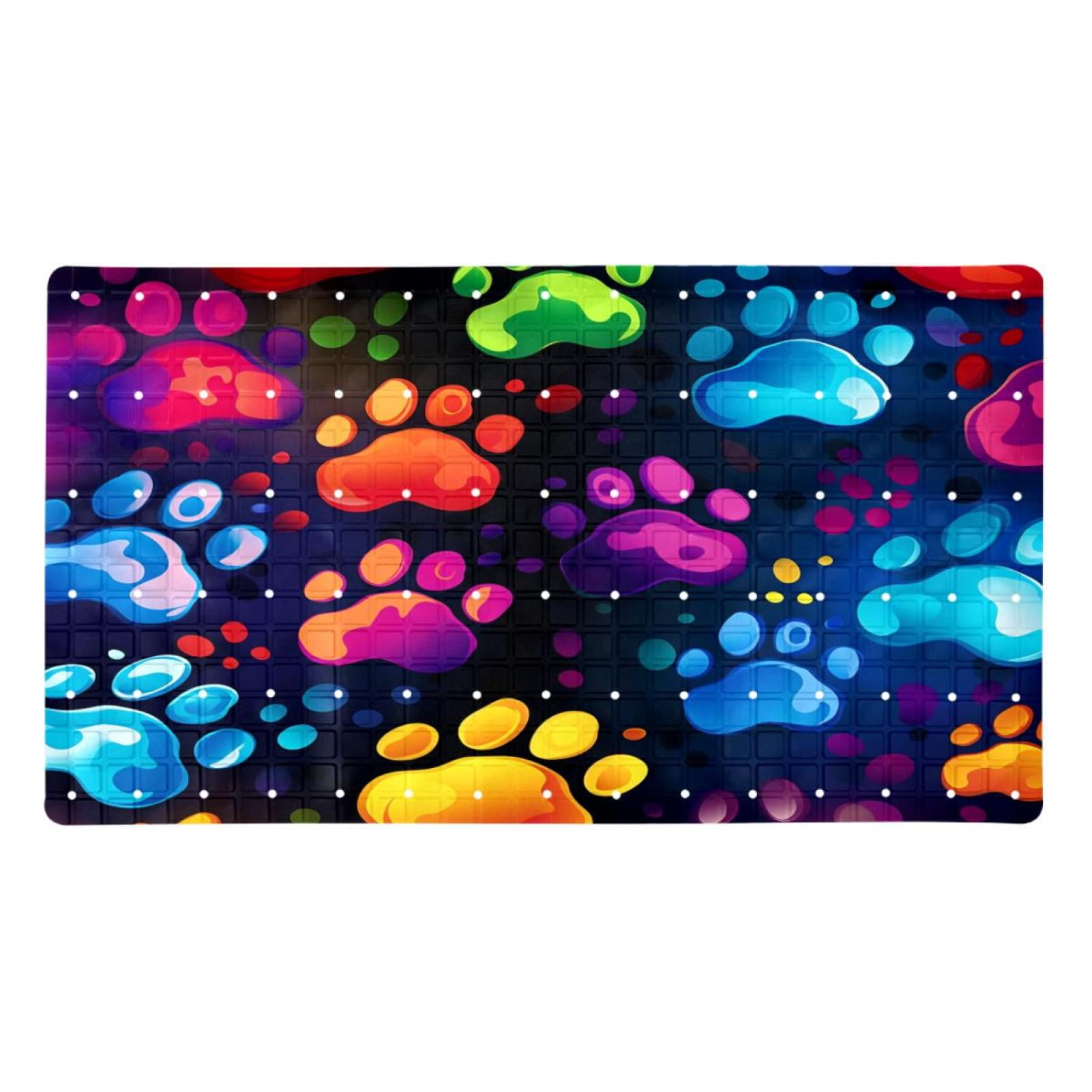 Non-Slip Bathtub Mats Colorful Paw Footprints Prints Soft Bath Tub ...