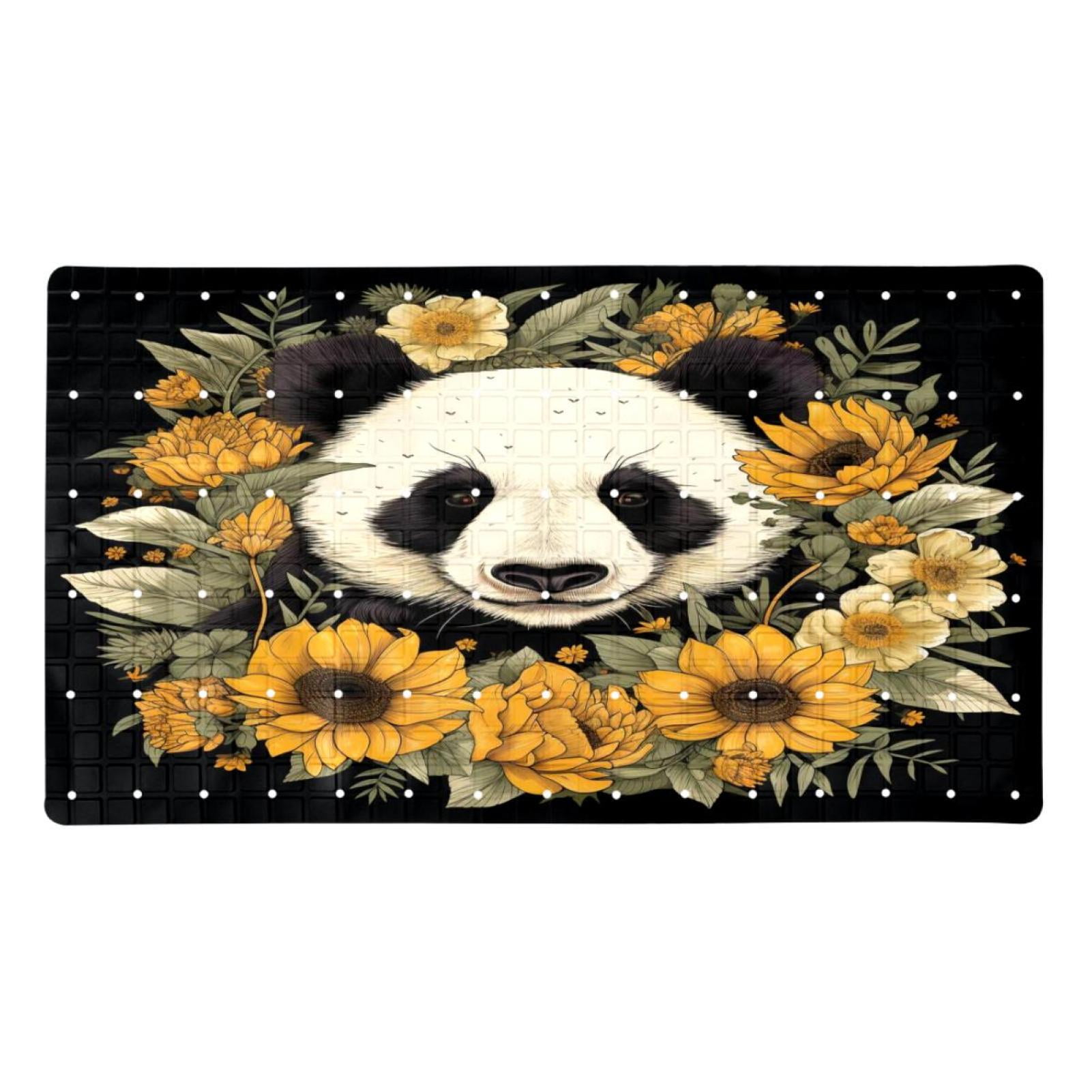 Non-Slip Bathtub Mats Panda with Sunflowers Prints Soft Bath Tub ...