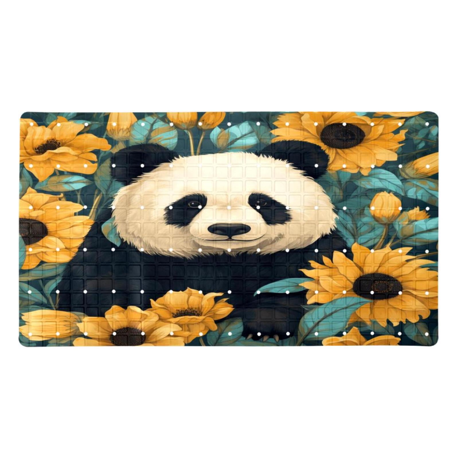Non-Slip Bathtub Mats Panda with Sunflowers Prints Soft Bath Tub ...