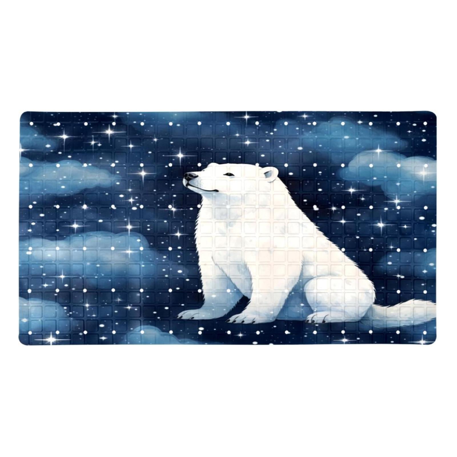 Non-Slip Bathtub Mats Polar Bear at Starry Sky Prints Soft Bath Tub ...