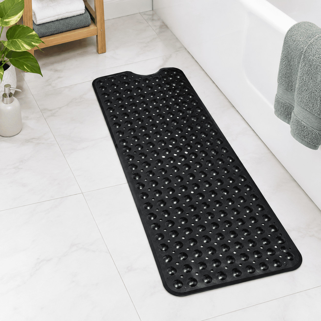 Non Slip Bathtub Shower Mat Extra Long Bath For Tub 40x16 Black ...