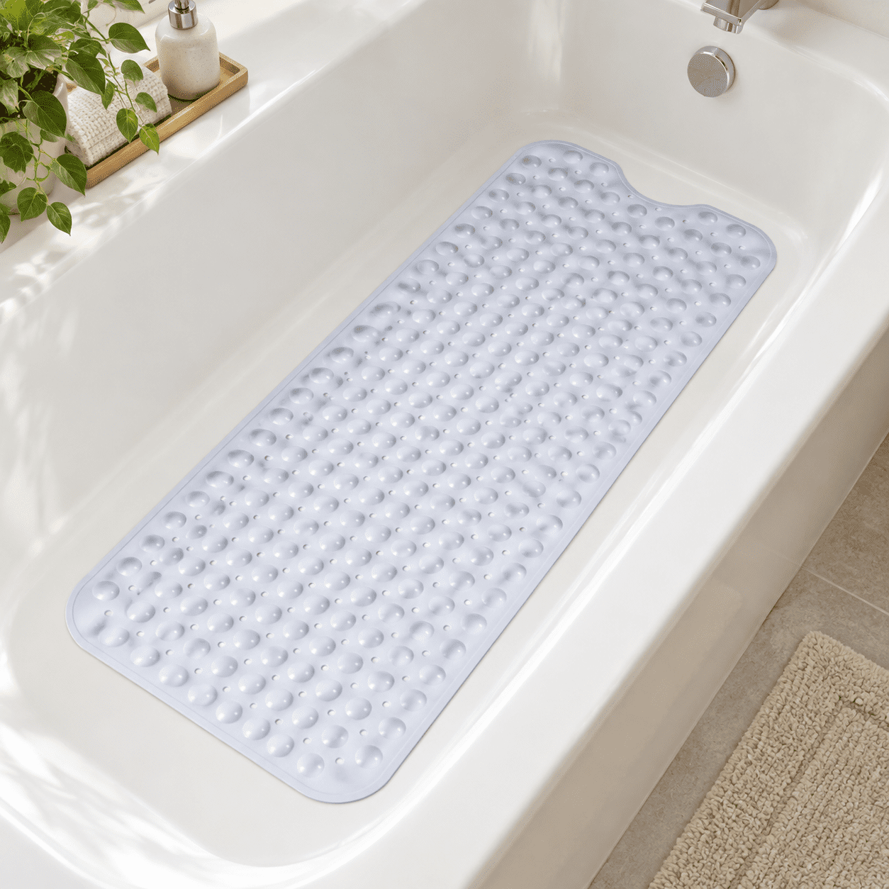 Non Slip Bathtub Shower Mat Extra Long Bath For Tub 40x16 White ...
