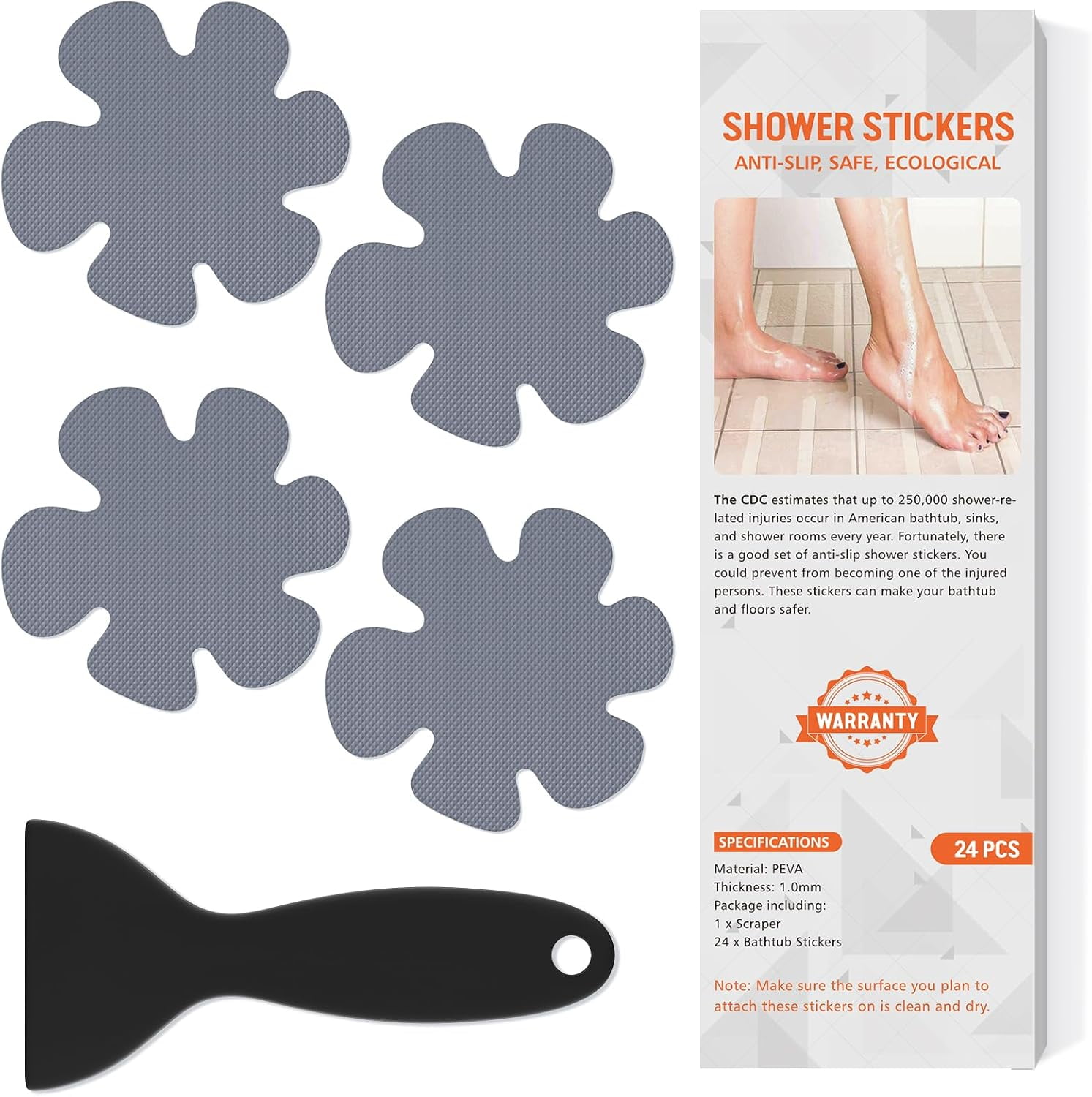 Non Slip Bathtub Stickers, 24 PCS Shower Stickers for Safety Bathroom ...