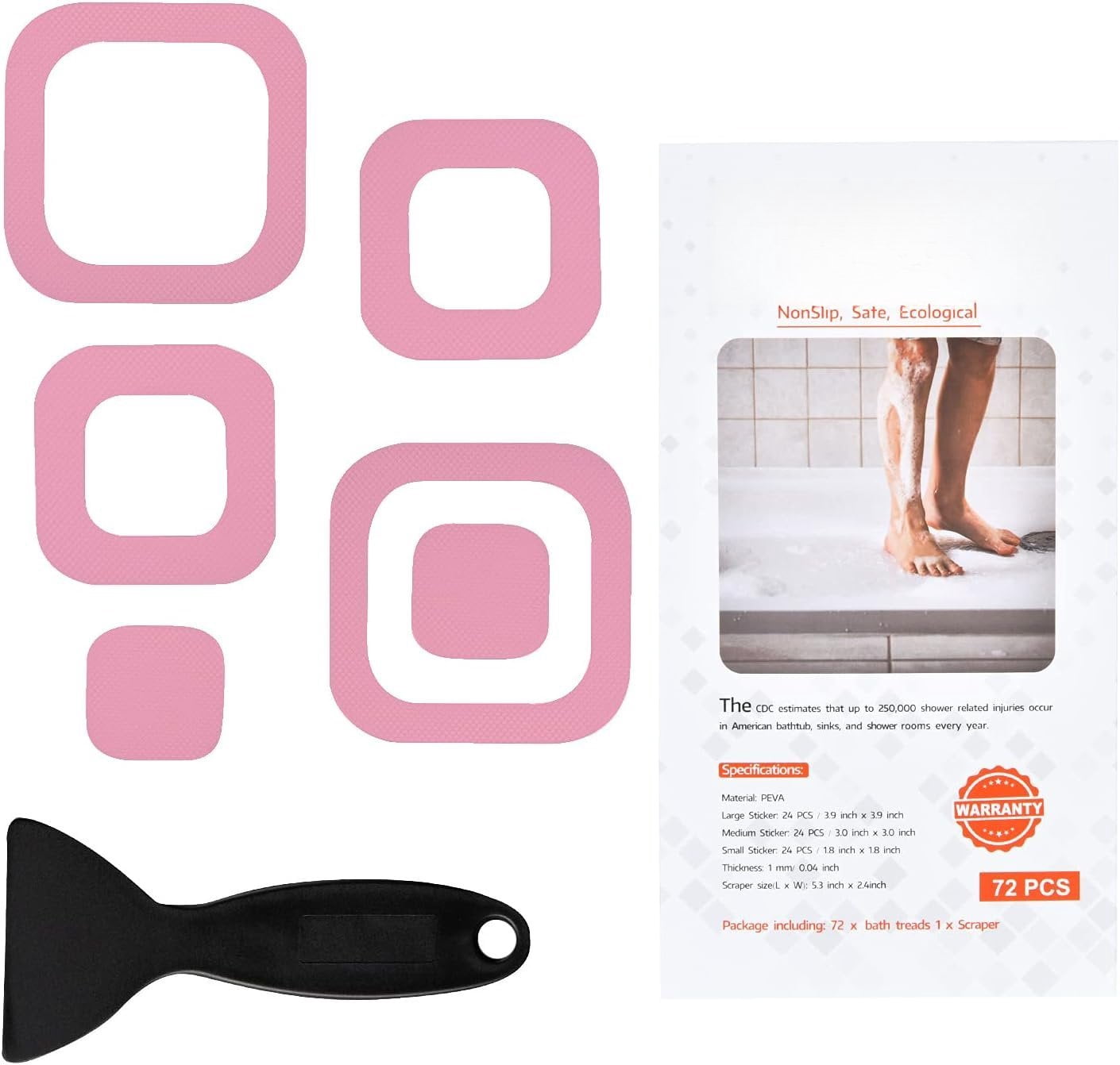 Non-Slip Bathtub Stickers, 36 count Safety Bathroom Tubs Showers Treads ...
