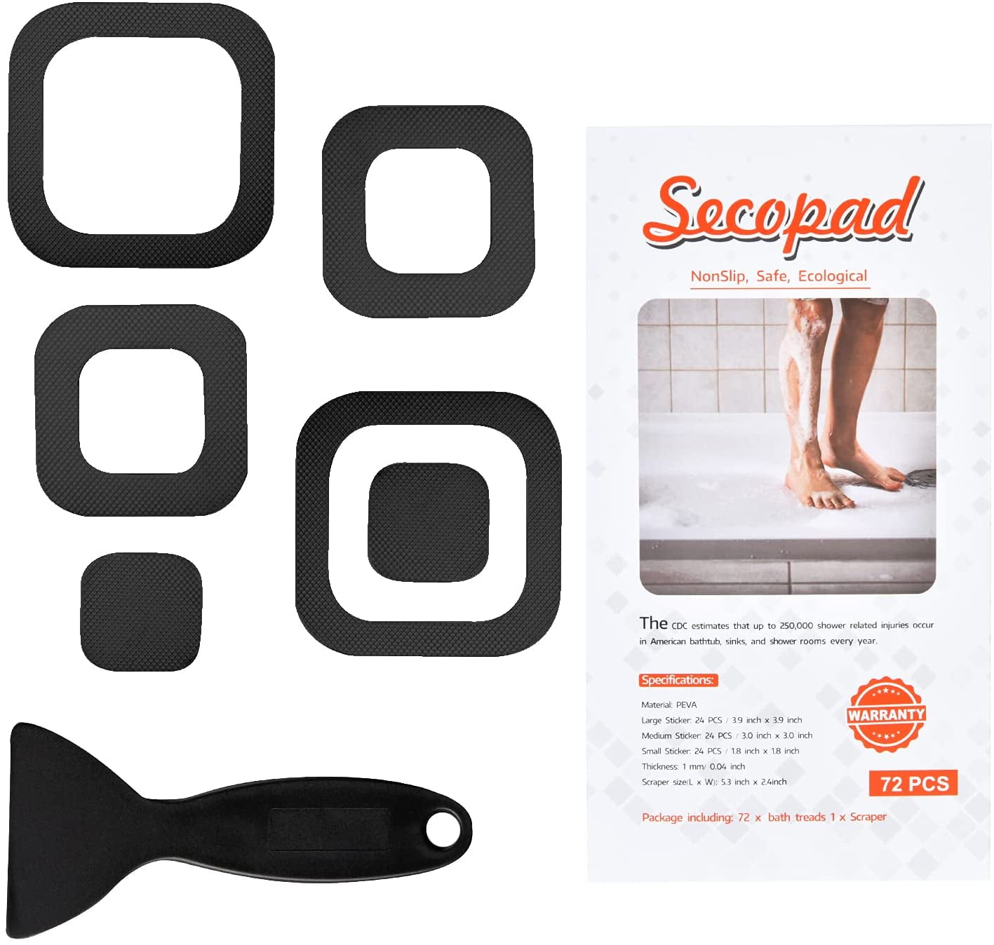 Non-Slip Bathtub Stickers, 72 PCS Safety Bathroom Tubs Showers Treads ...