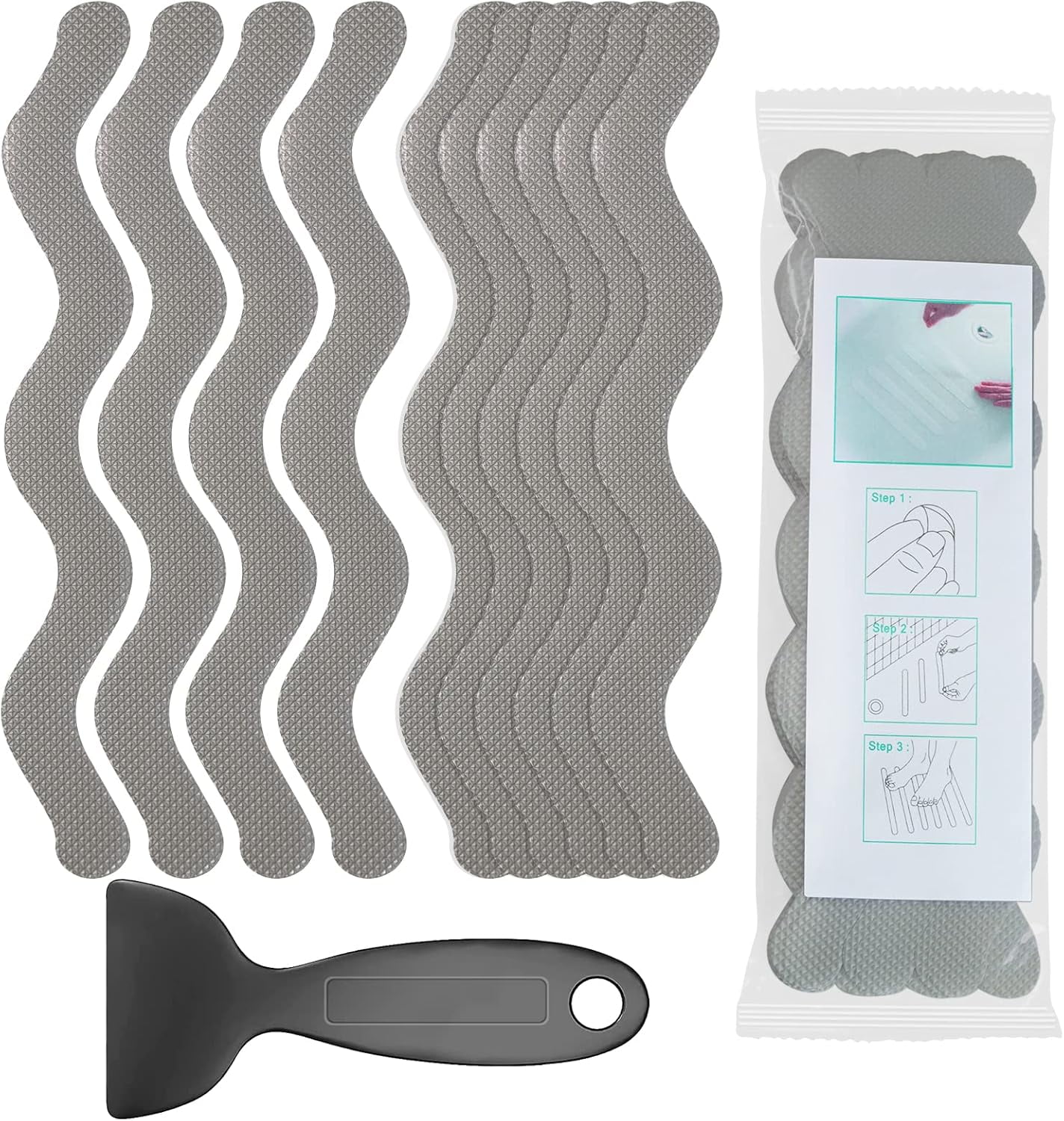 Non Slip Bathtub Stickers Set of 30, Bath with Premium Scraper, Safety ...