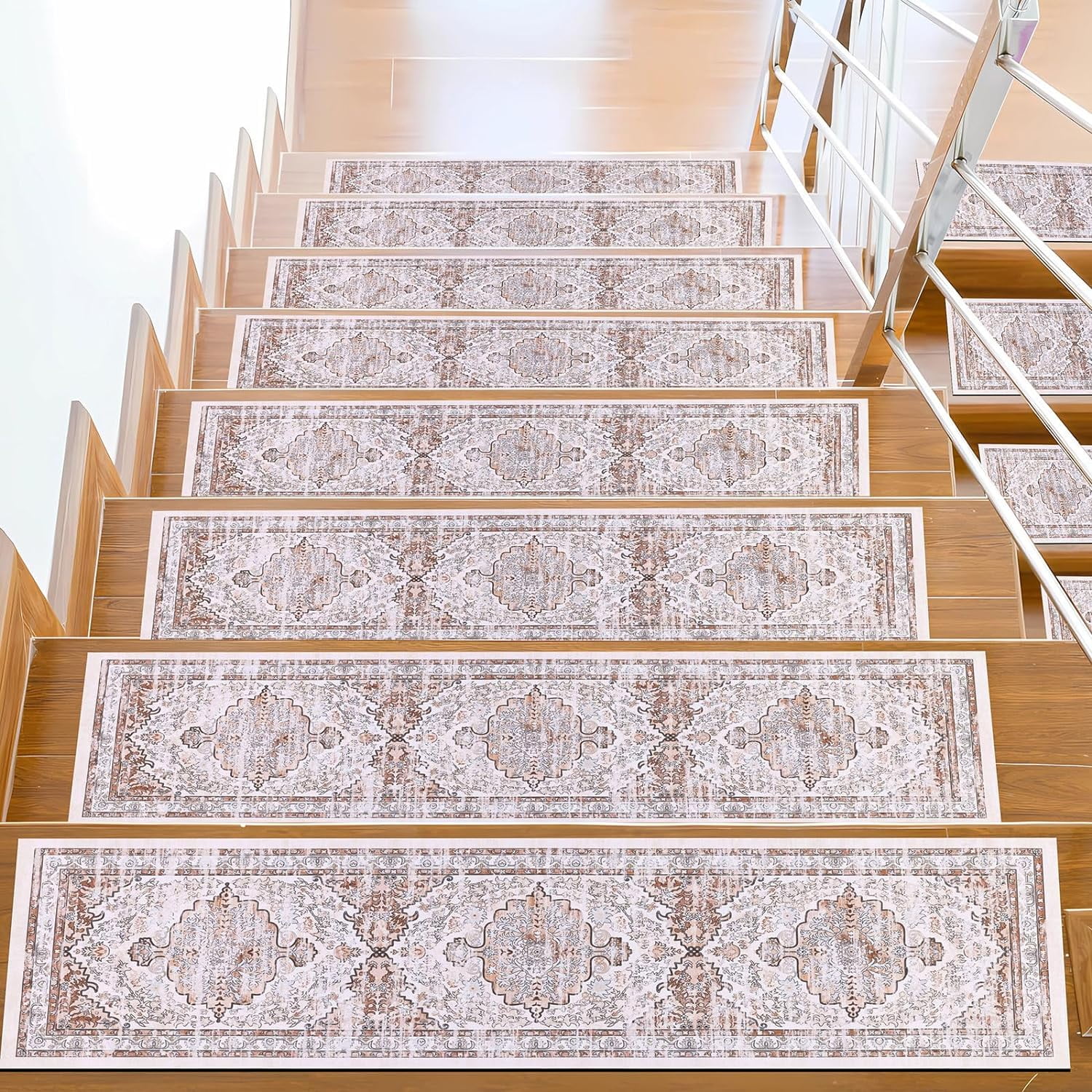 Non Slip Carpet Stair Treads for Wooden Steps 30" X 8" Rubber Backed ...
