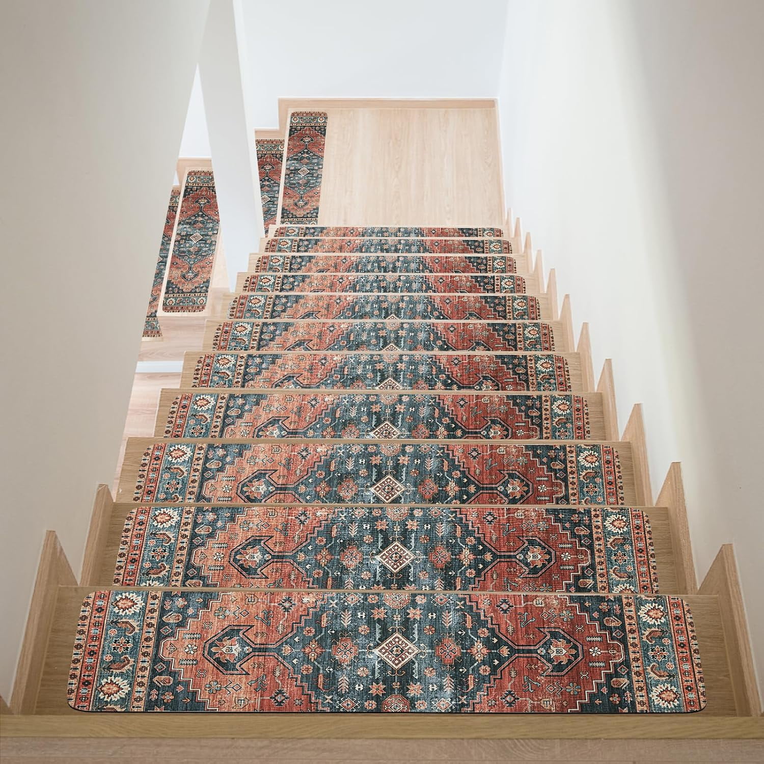 Non-Slip Carpet Stair Treads for Wooden Steps Set of 15, 30"X8" Indoor ...