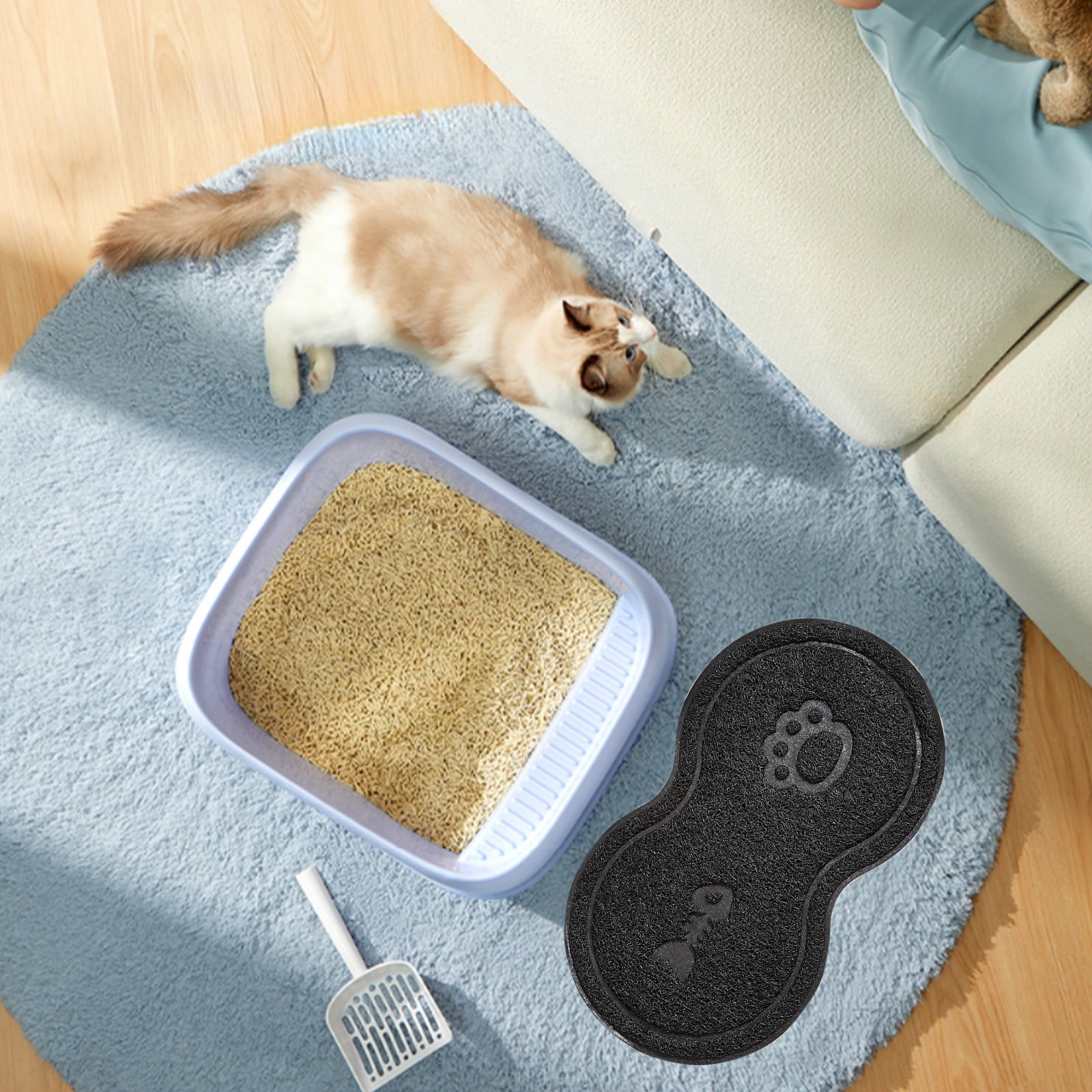 Non-Slip Cat Bowl Mat,Waterproof Pvc Litter Mat,Durable,Easy Clean for ...