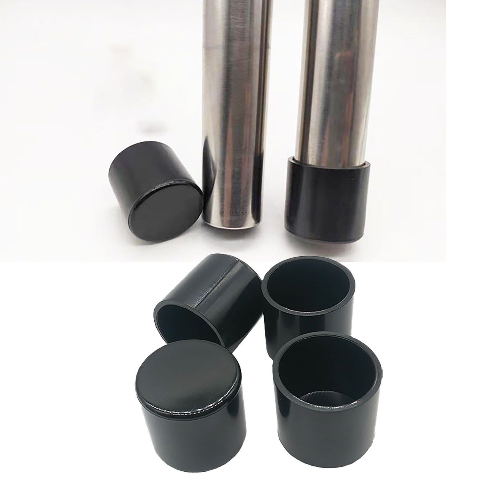 Non-Slip Chair Leg Caps 4-Pack - 22mm Black Plastic Furniture Floor ...