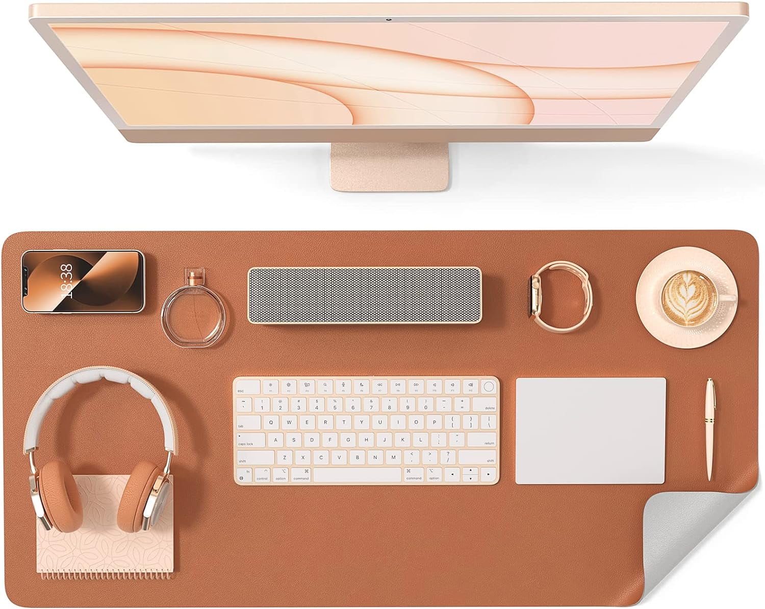 Non Slip Desk Pad, 23.6" x 13.7" PU Leather Desk Protector, Waterproof ...