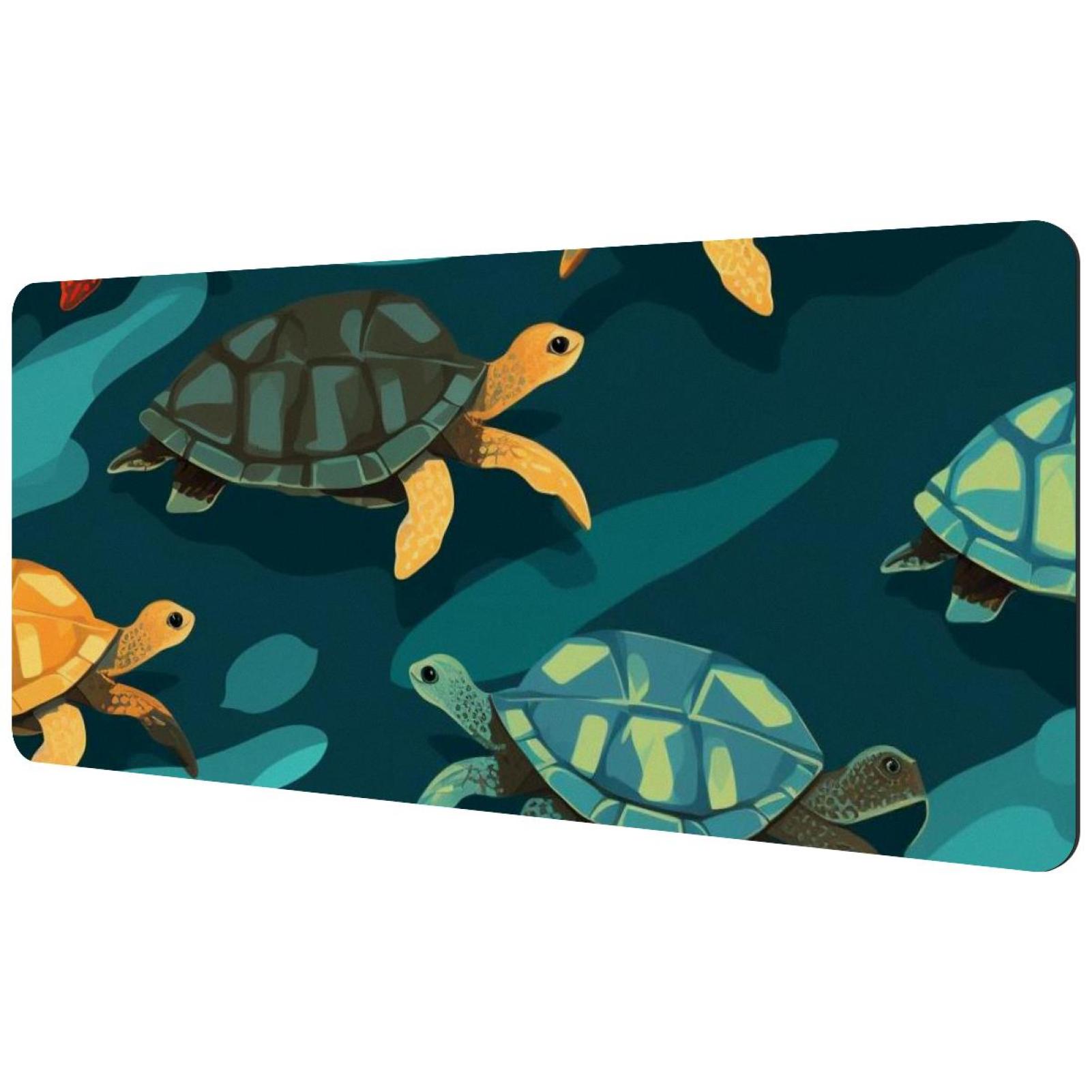 Non-Slip Desk Pad, Colored Turtles Seamless Print Mouse Pad, Large Desk ...