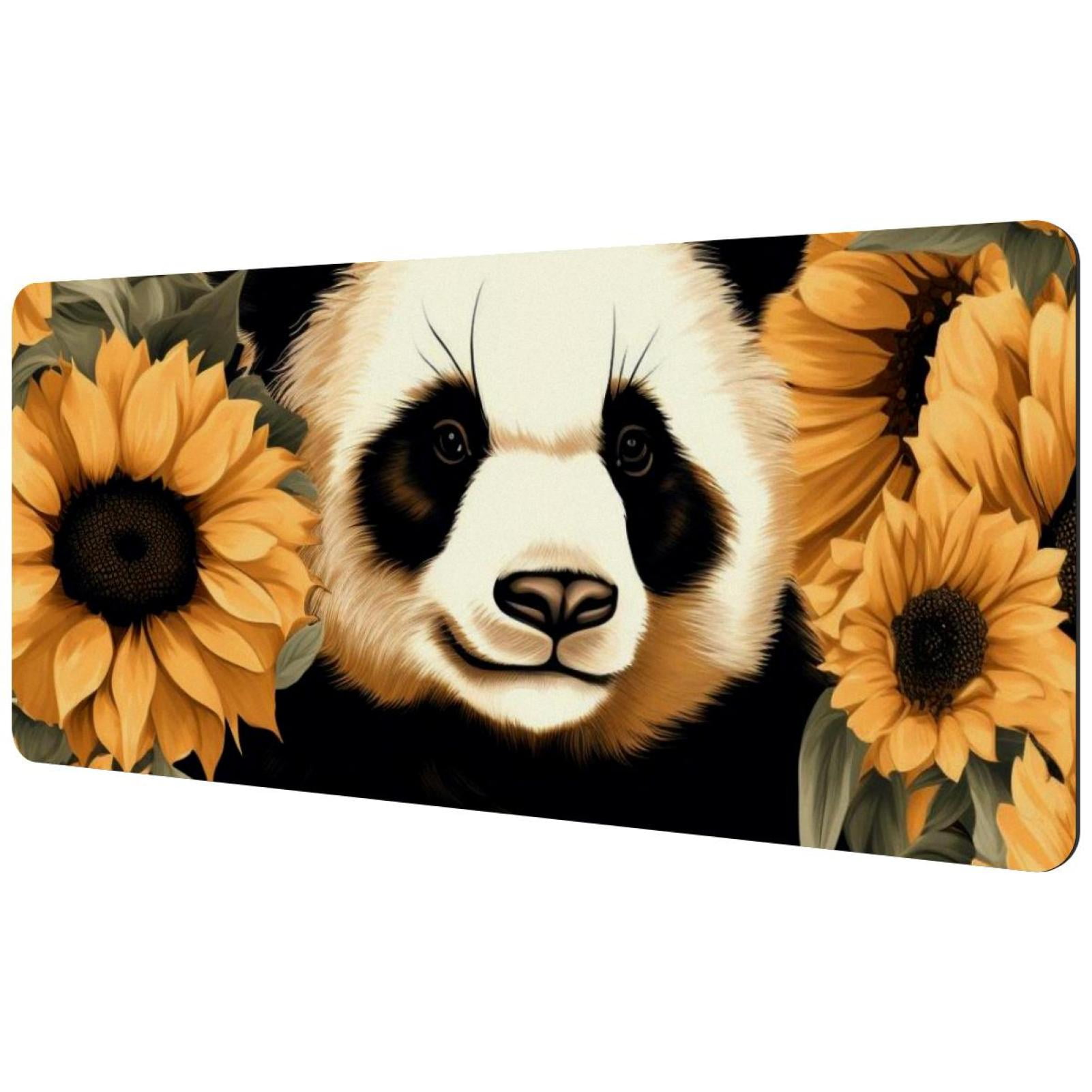 Non-Slip Desk Pad, Cute Panda Sunflowers Mouse Pad, Large Desk Blotter ...