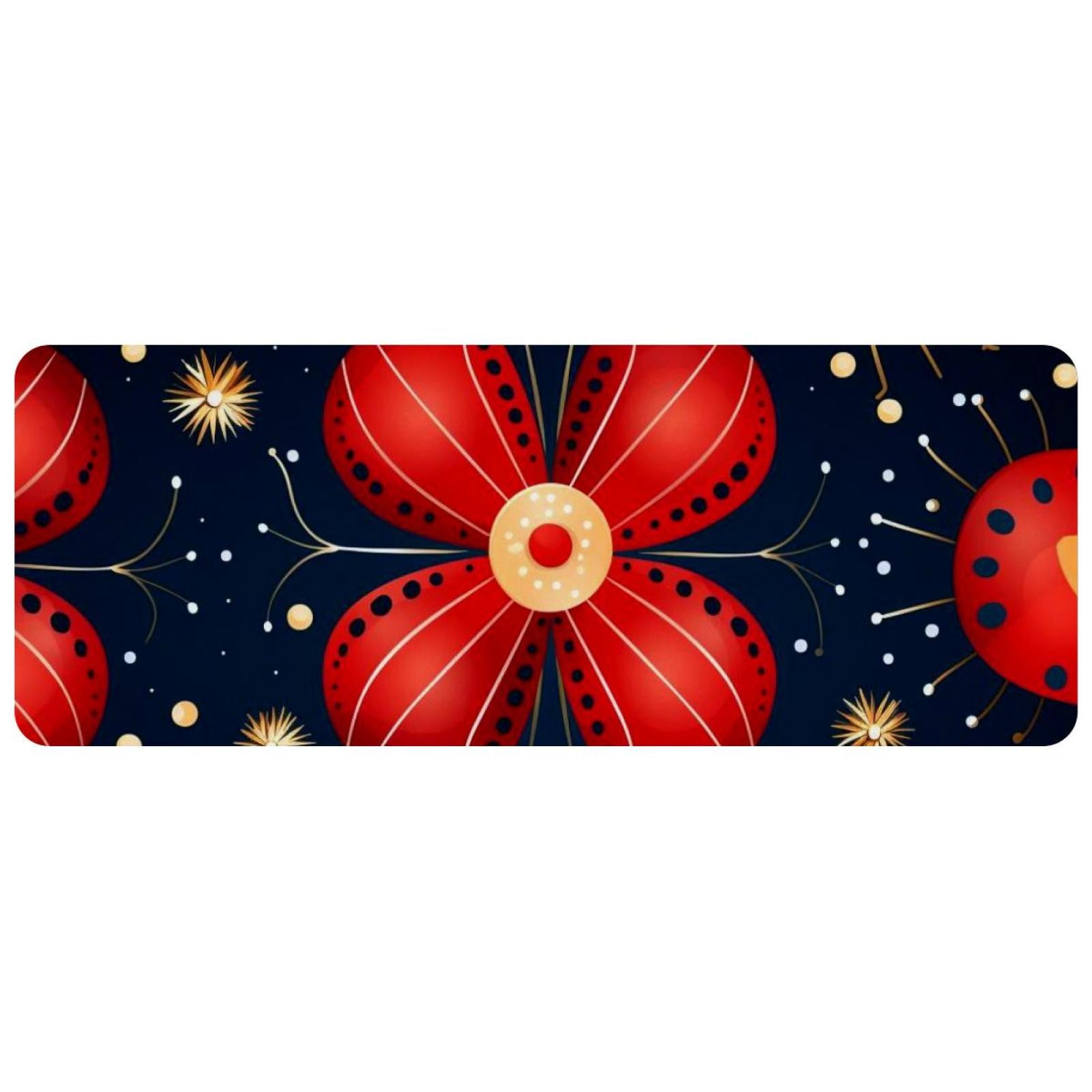 Non-Slip Desk Pad, Ladybirds Flowers Red Mouse Pad Desk Table Protector ...