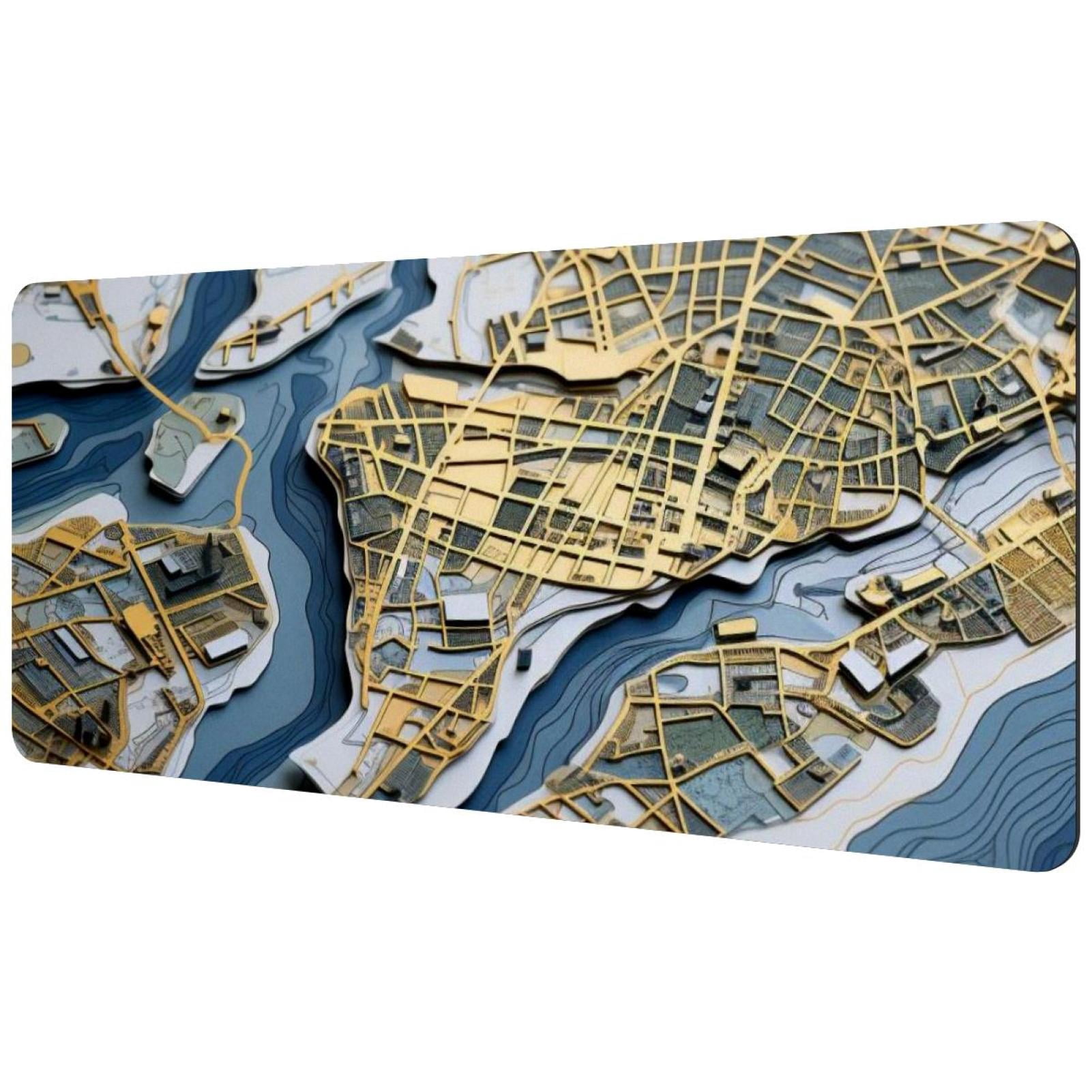 Non-Slip Desk Pad, Map Tiles Print Mouse Pad, Large Desk Blotter, Easy ...