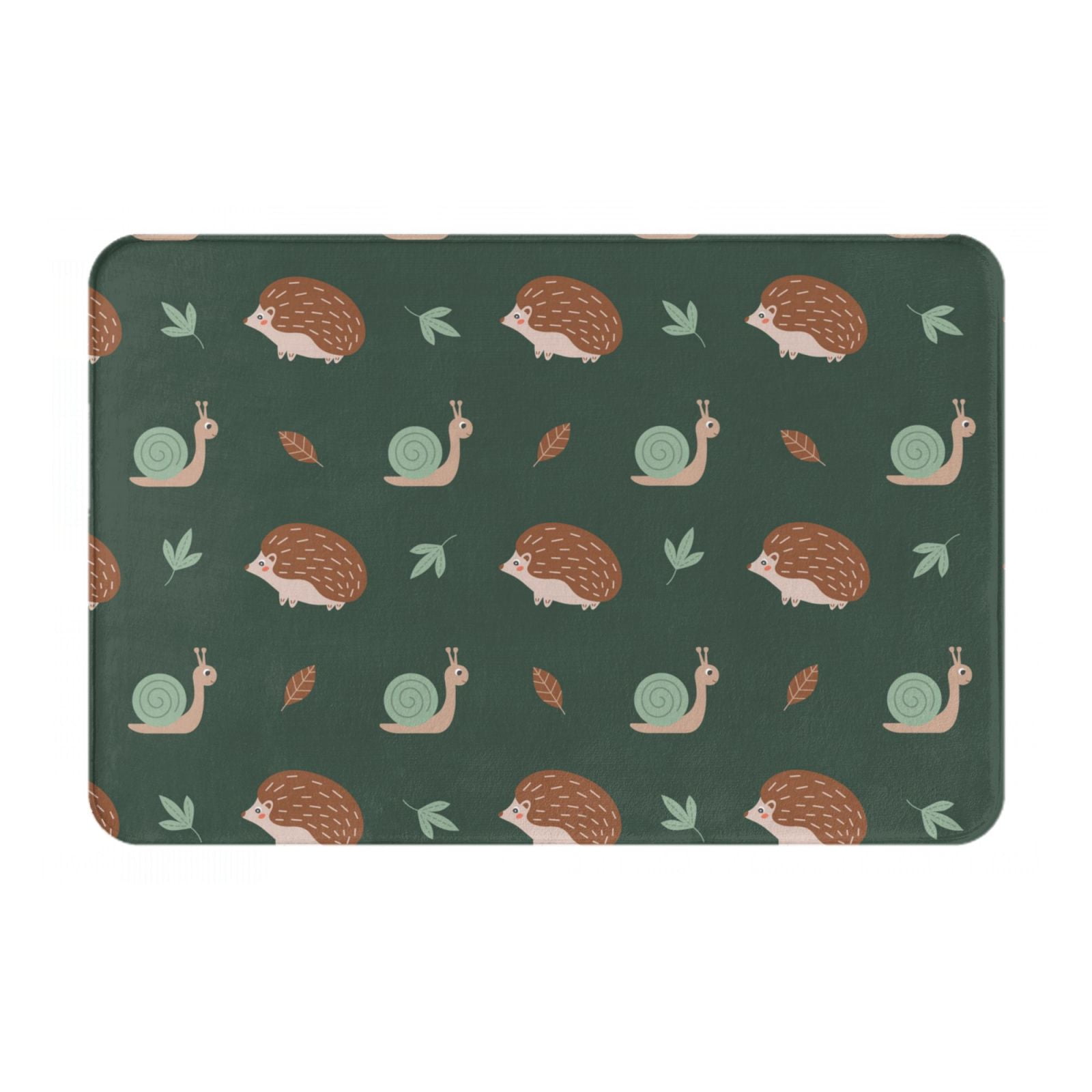Non Slip Door Mat, Green Snails Brown Hedgehogs Fast Drying Bath Tub ...
