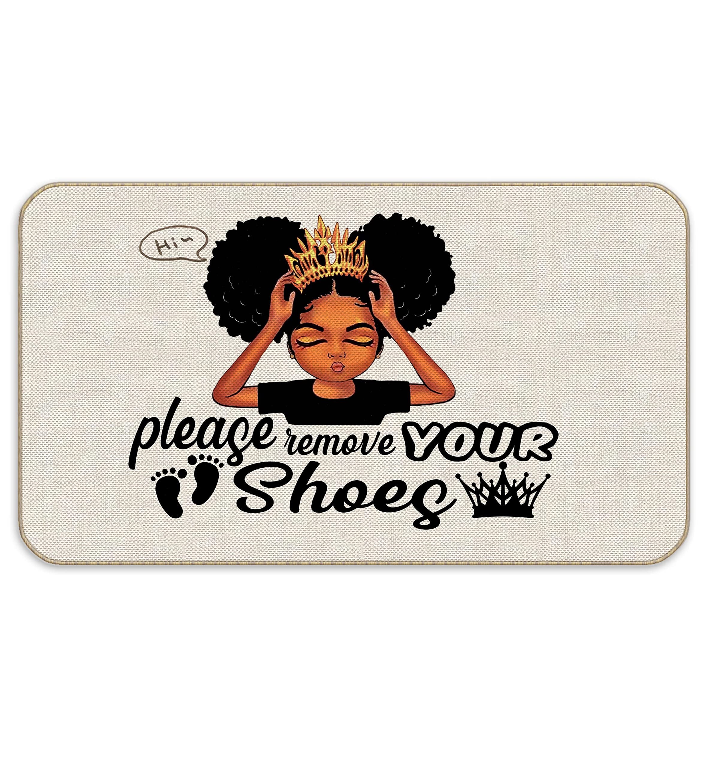 Non Slip Doormat Decor,Black Girl Shoe Rugs 20x32 Inch Please Remove ...