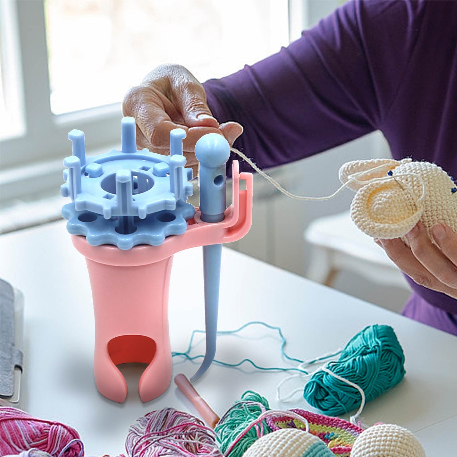 Non-Slip Ergonomic-Handle Dual-Head Rotating Scarf Knitting Kit - Easy ...