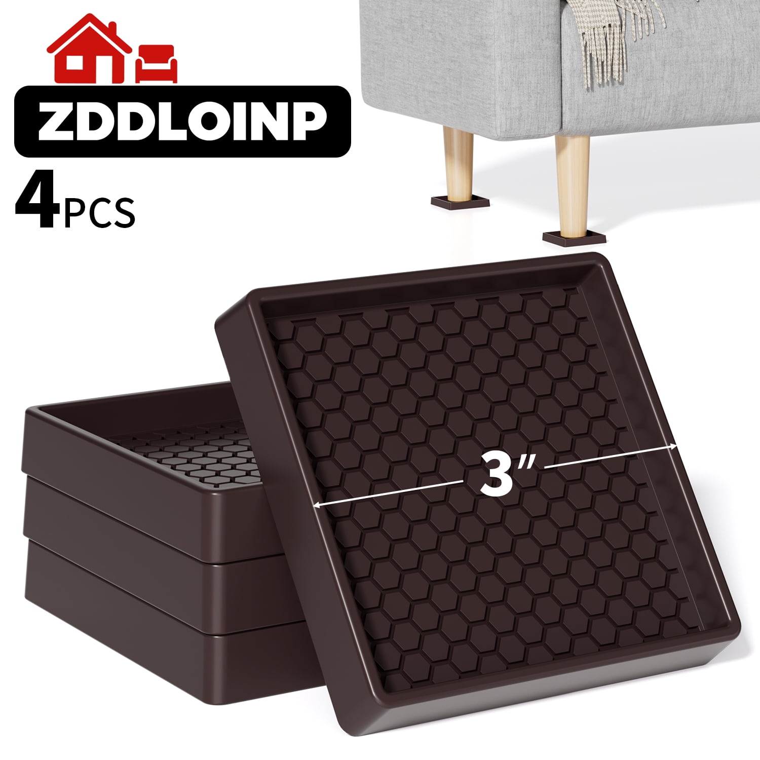 Non Slip Furniture Coasters - 3” Non Skid Furniture Pads for Hardwoods ...