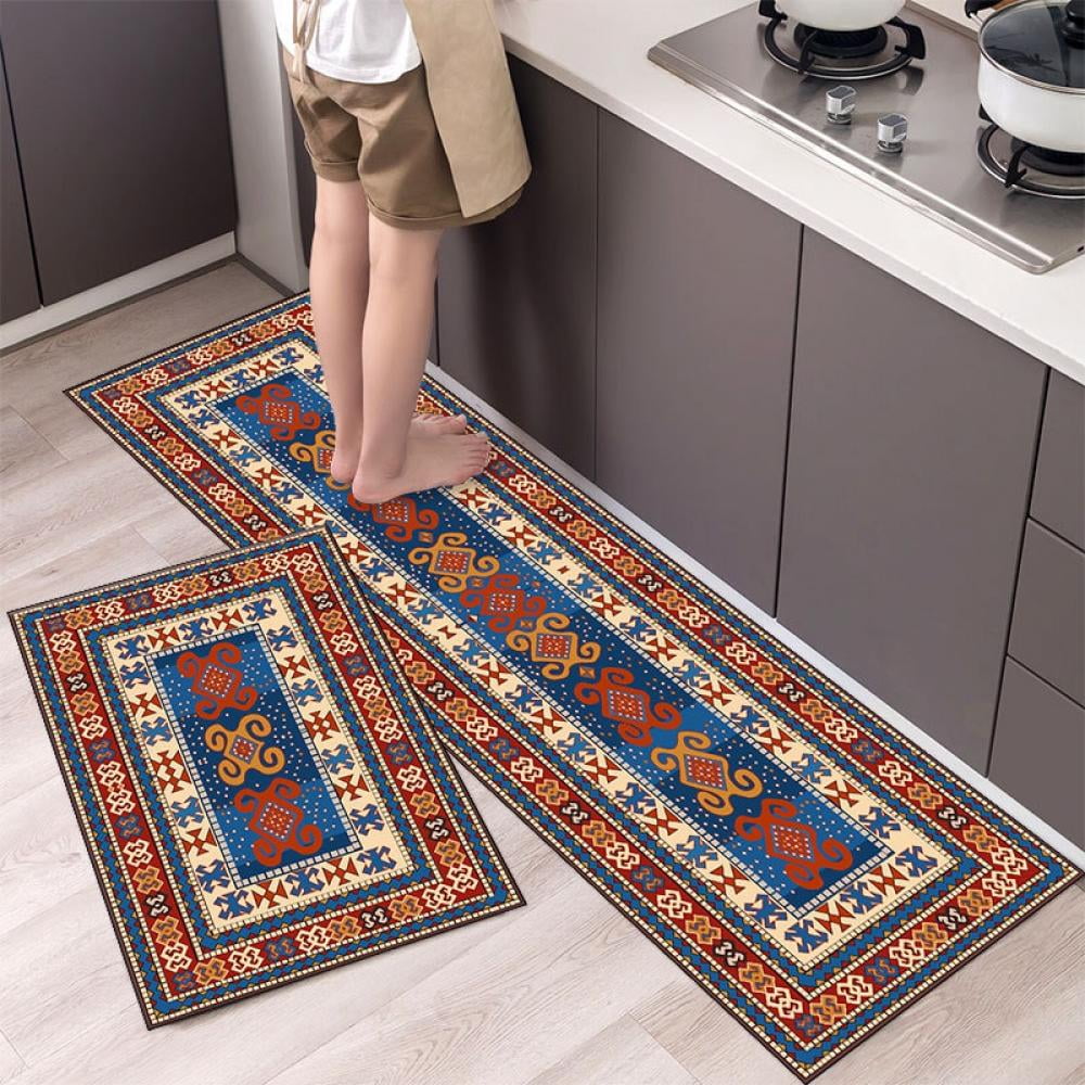 Non-Slip Geometric Floral Boho Runner Rug Ergonomic Throw Rug Kitchen ...