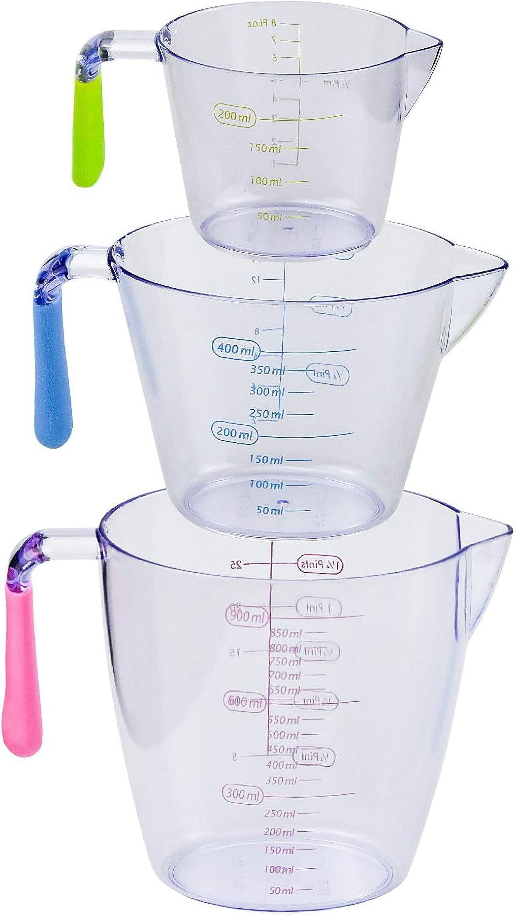 Non-Slip Handle Measuring Jug Set, Angled Measuring Cup for Easy Top ...