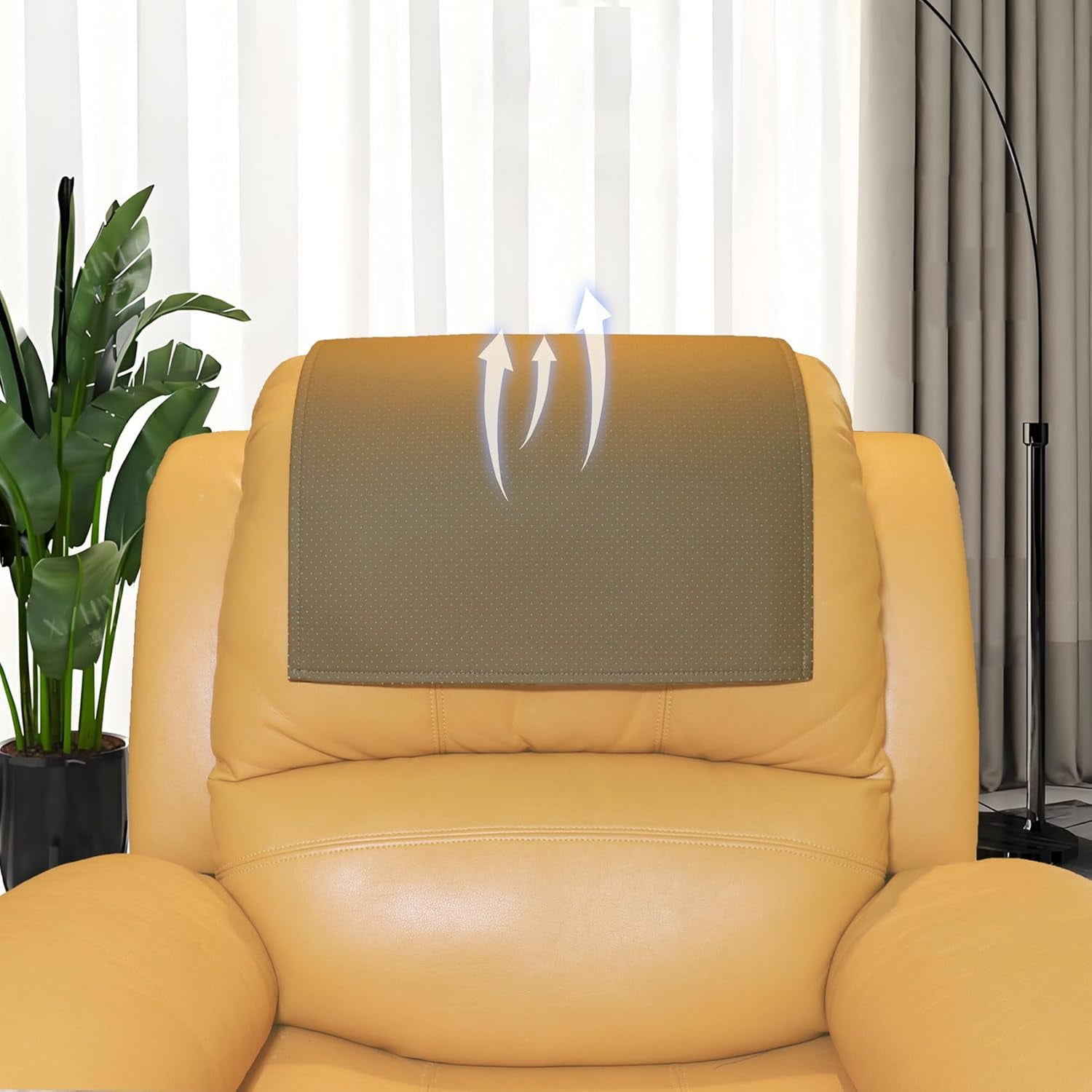 Non Slip Headrest Cover for Recliner Chair, Breathable Perforated PU ...