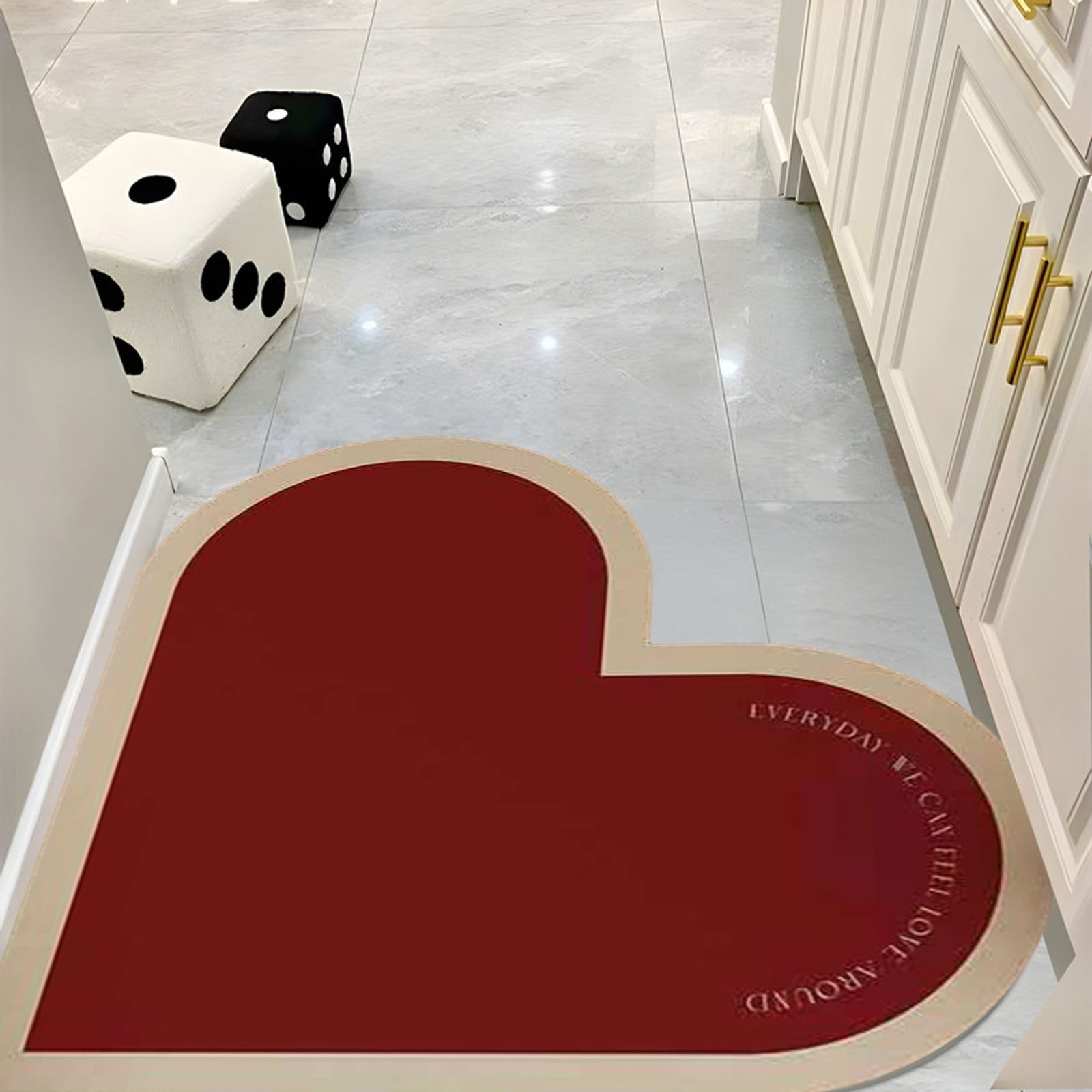 Non-Slip Heart Shaped Kitchen Floor Mat, DELESYS Water Absorbing ...