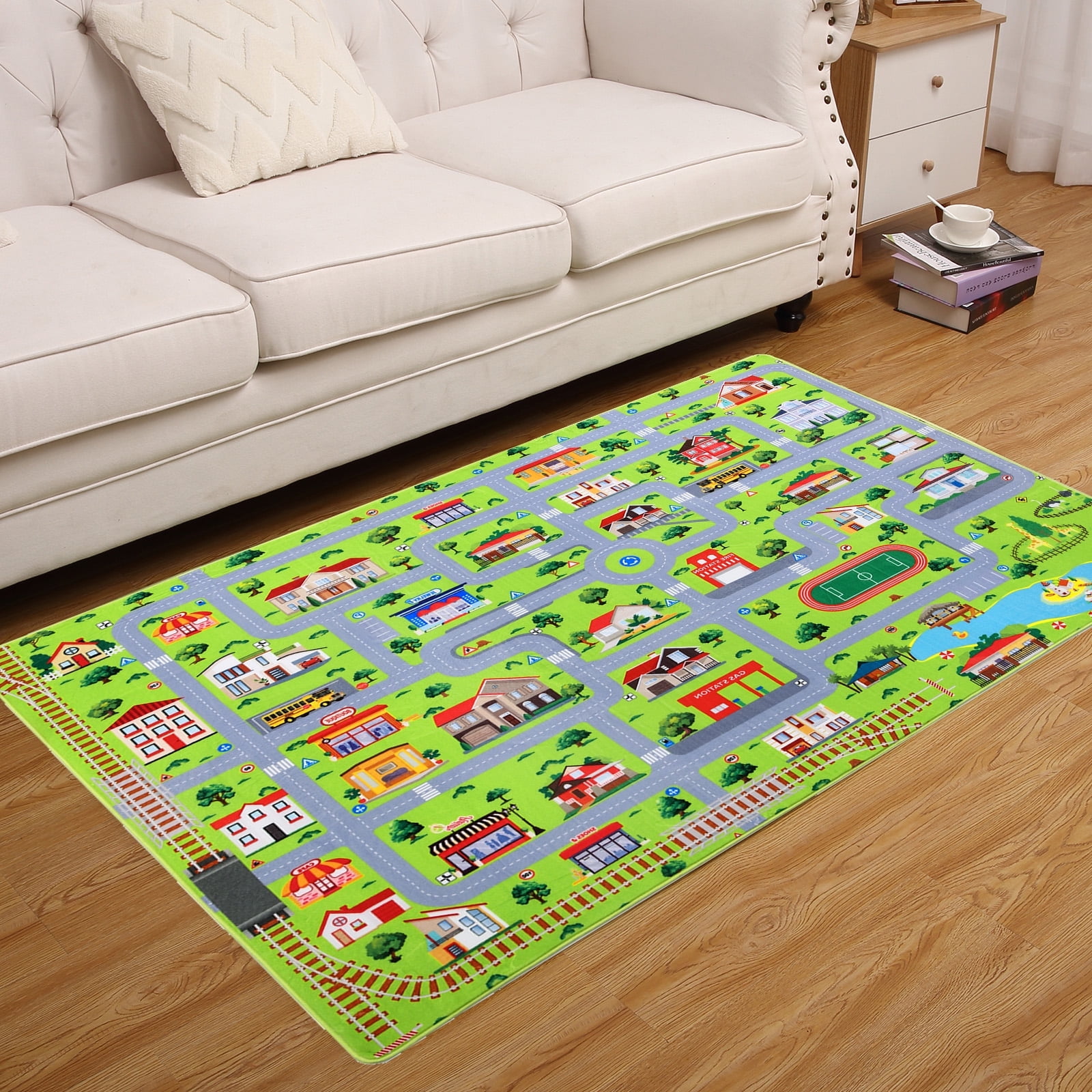 Non Slip Kids Rug, Game Play Area Rug Road and Traffic Carpet Super ...