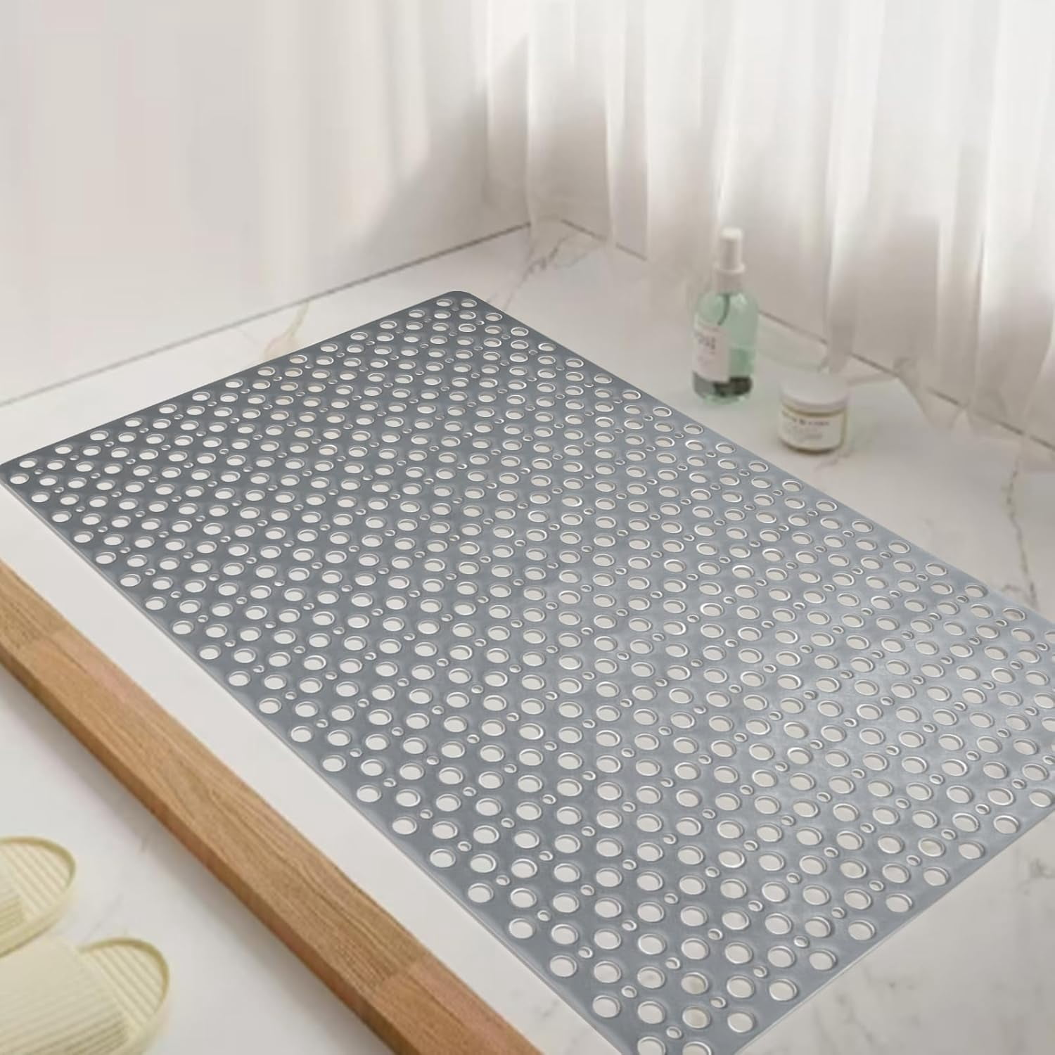 Non Slip Large Shower Mat 35.4"*23.6", TPE Bath Mats for Inside Outside ...