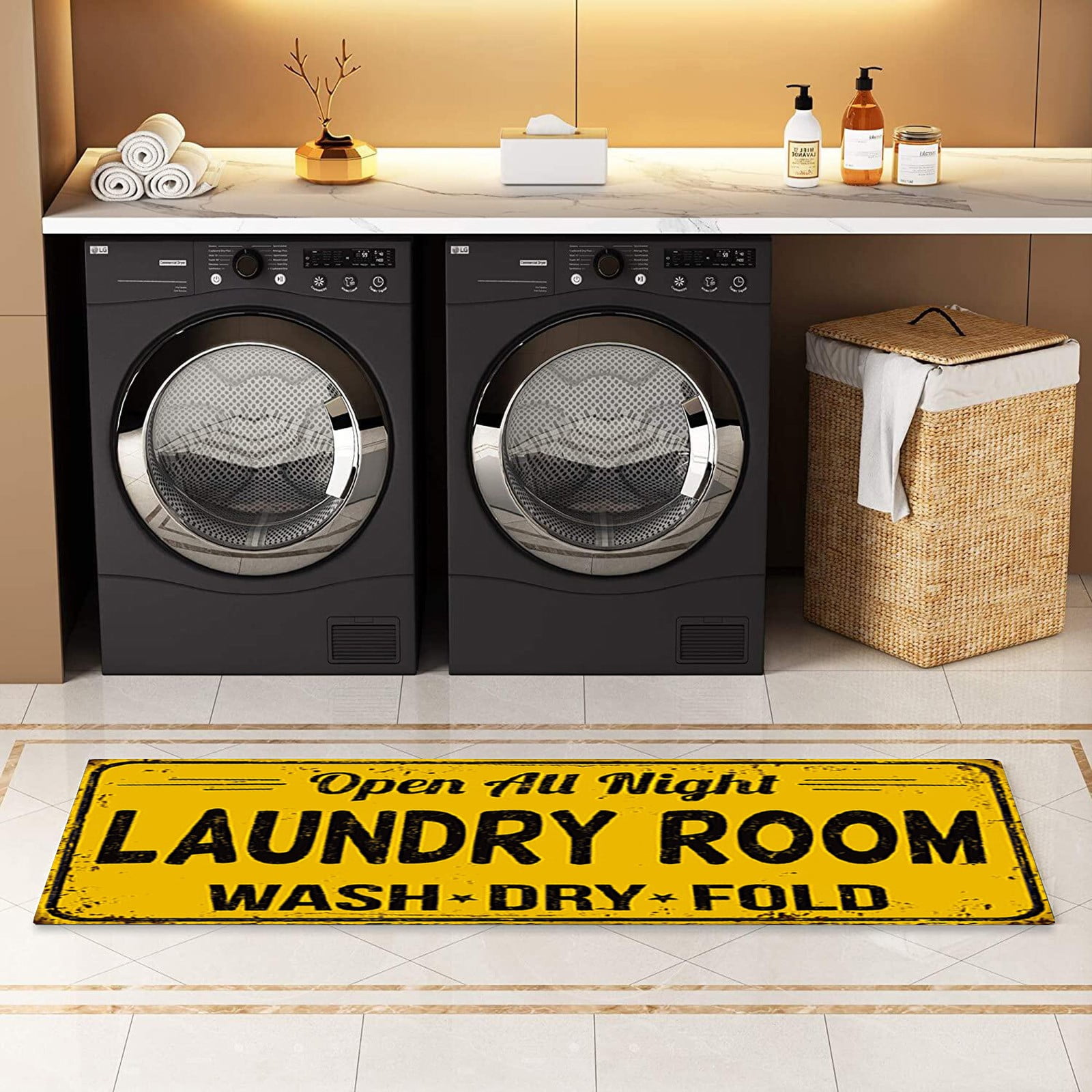 Non-Slip Laundry Room Mat Farmhouse Style Absorbent Rug for Kitchen ...