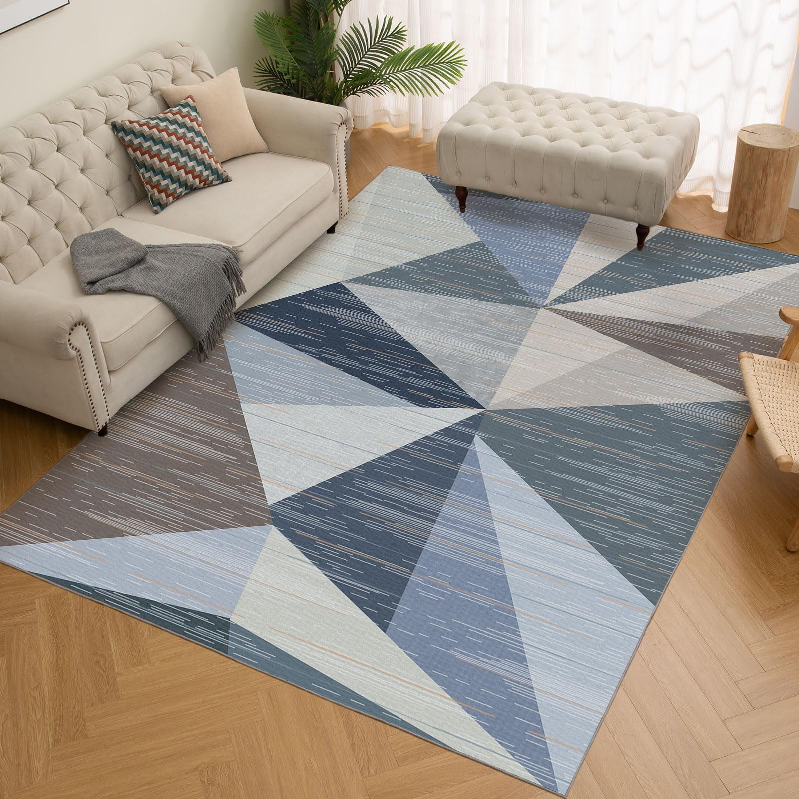 Non-Slip (Non-Skid) Low Pile Rubber Backing Indoor Area Rug (Beige ...