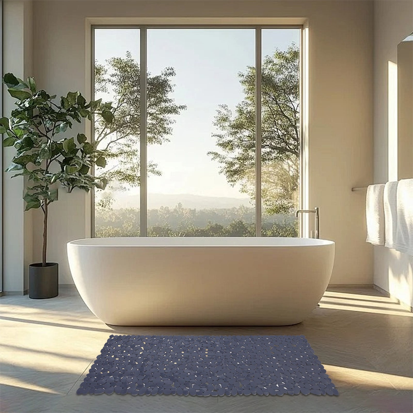 Non-Slip PVC Floor Mat with Pebble Texture | Anti-Slip Bath Mat for ...
