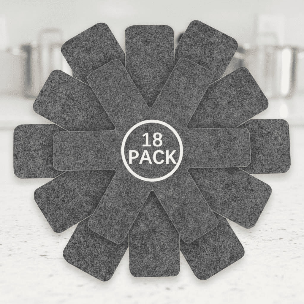 Non-Slip Pan and Pot Protector Set of 18 in 3 Sizes, Stackable Cookware ...