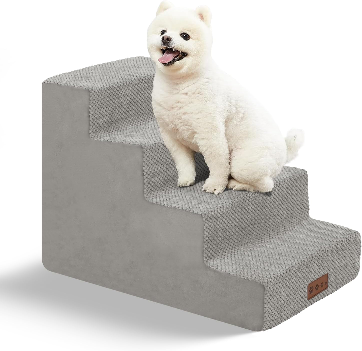Non-Slip Pet Stairs for Small Dogs & Cats - 4-Step, Light Grey, 17" H ...