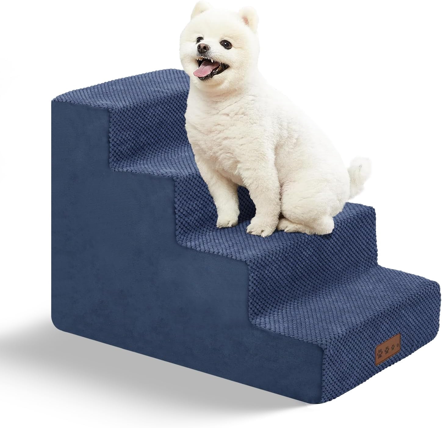 Non-Slip Pet Stairs for Small Dogs & Cats - 4-Step, Navy, 17" H ...