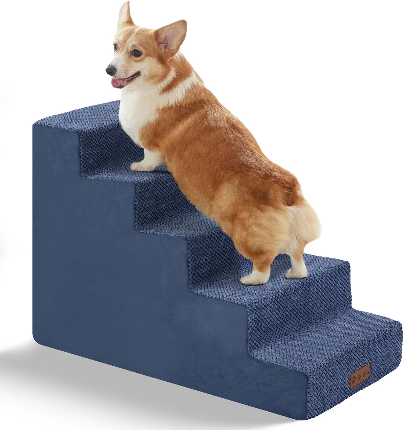 Non-Slip Pet Stairs for Small Dogs & Cats - 5-Step, 22" H, Navy ...