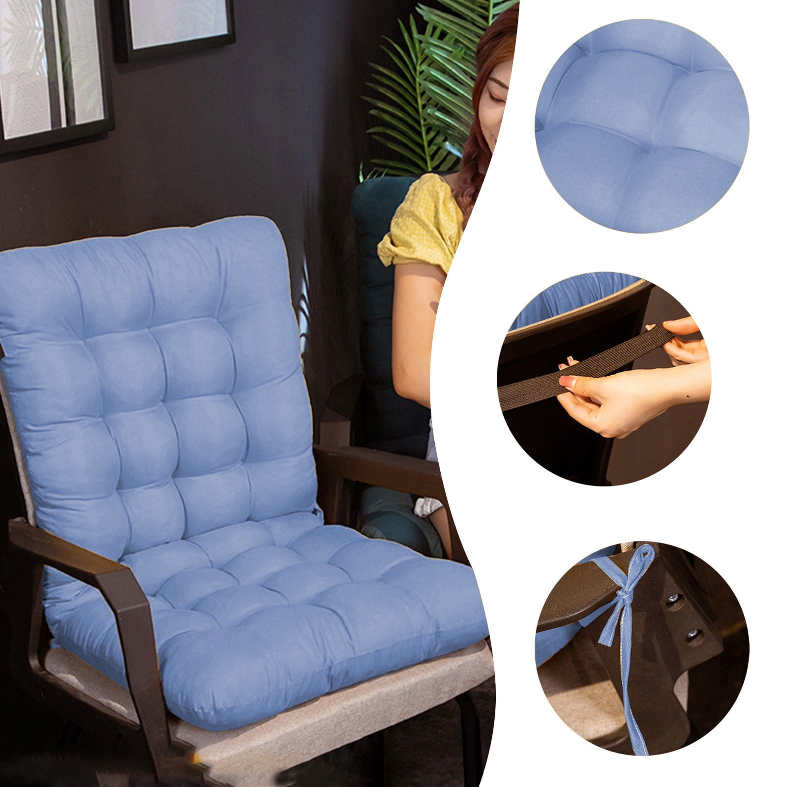 Non-Slip Rocking Chair Cushion, Seat & Back Cushion with Ties – Soft ...