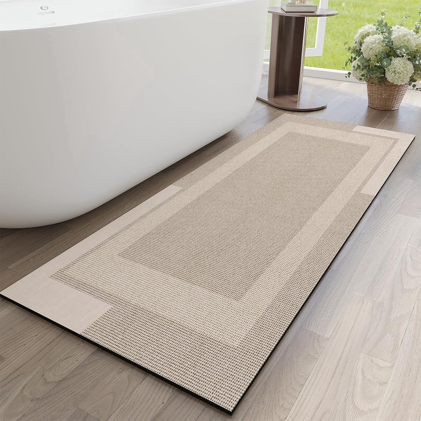 Non Slip Rubber Backing Bath Mat, Quick Dry Super Absorbent Washable ...