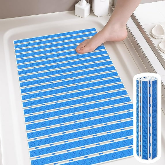 Non Slip Rubber Bathtub & Shower Mat - Fast Drain & Upright Drying ...