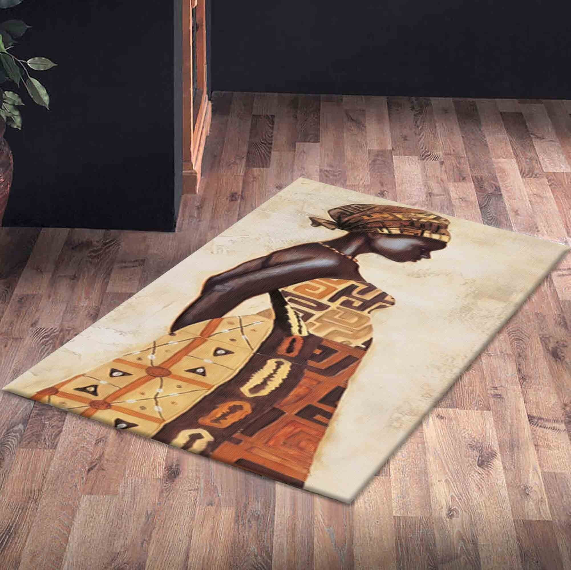 Non Slip Rug, Ethnic Woman Rug, Ethnic Rug, Brown Rug, Gift For Him ...