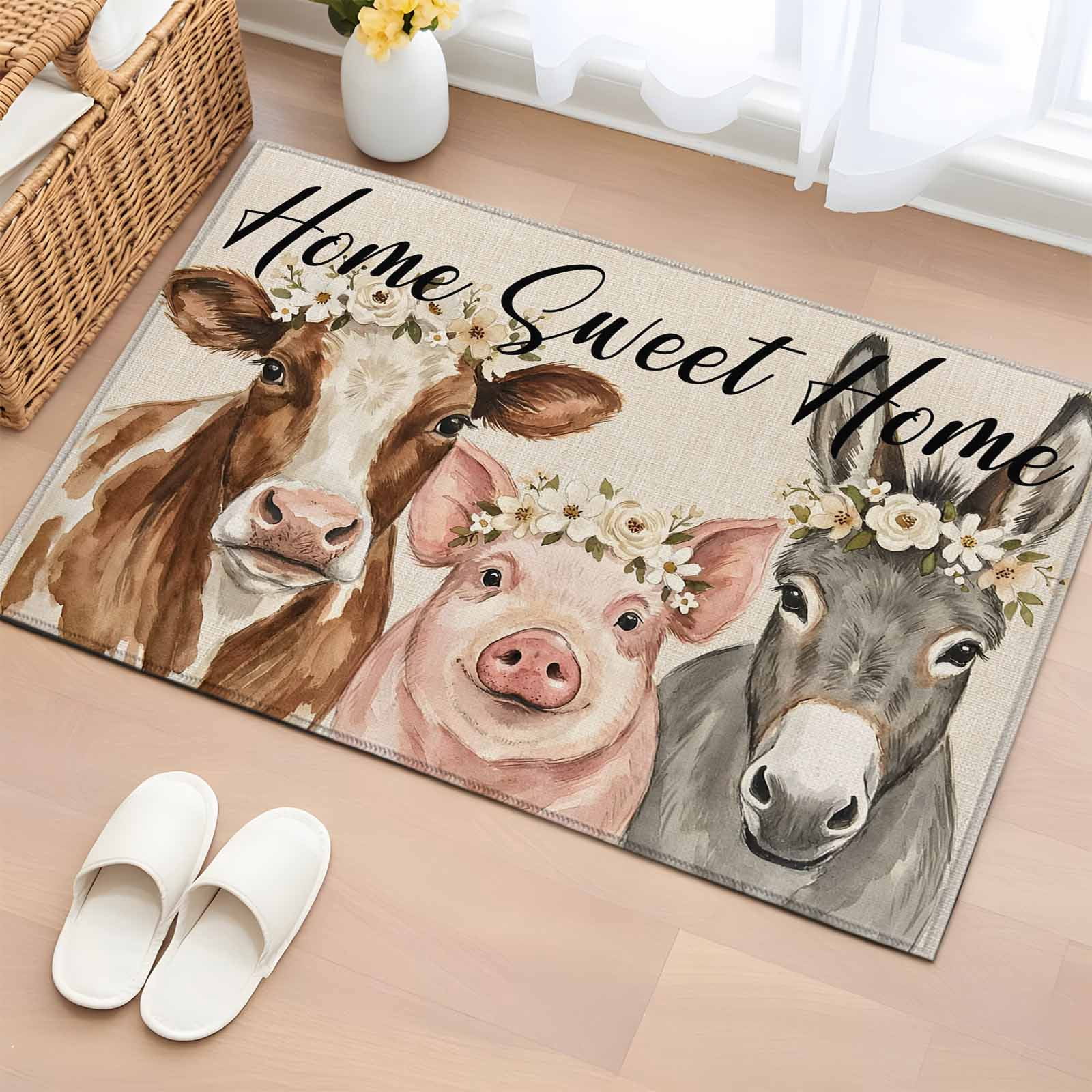 Non-Slip Rug Pad Rugs Farmhouse Pig Cattle Donkey Rectangle Area Rugs ...