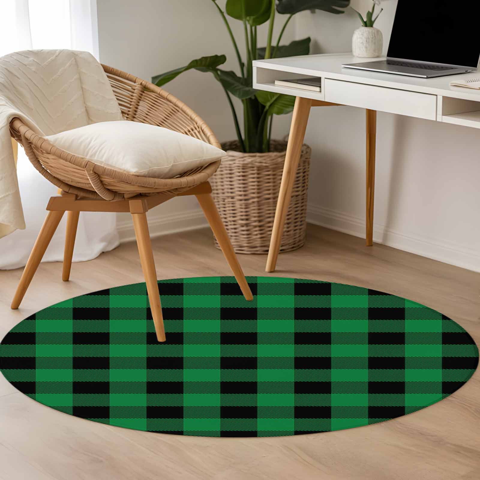 Non-Slip Rug Pad Rugs Retro Farm Rural Round Area Rugs 4Ft Soft Carpet ...