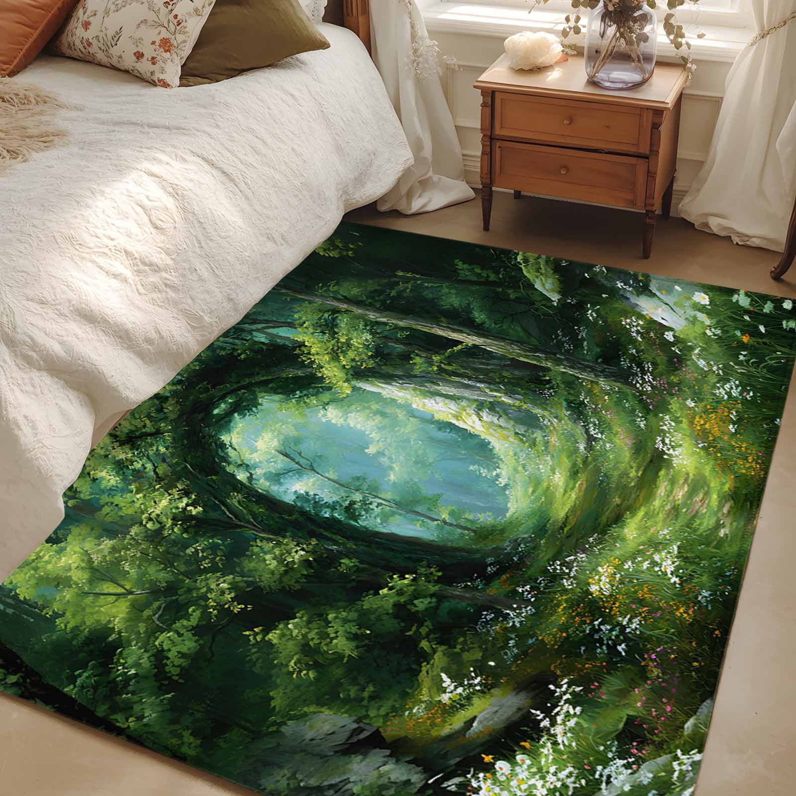 Non-Slip Rug Pad Rugs Spring Forest Tree Plant Rectangle Area Rugs ...