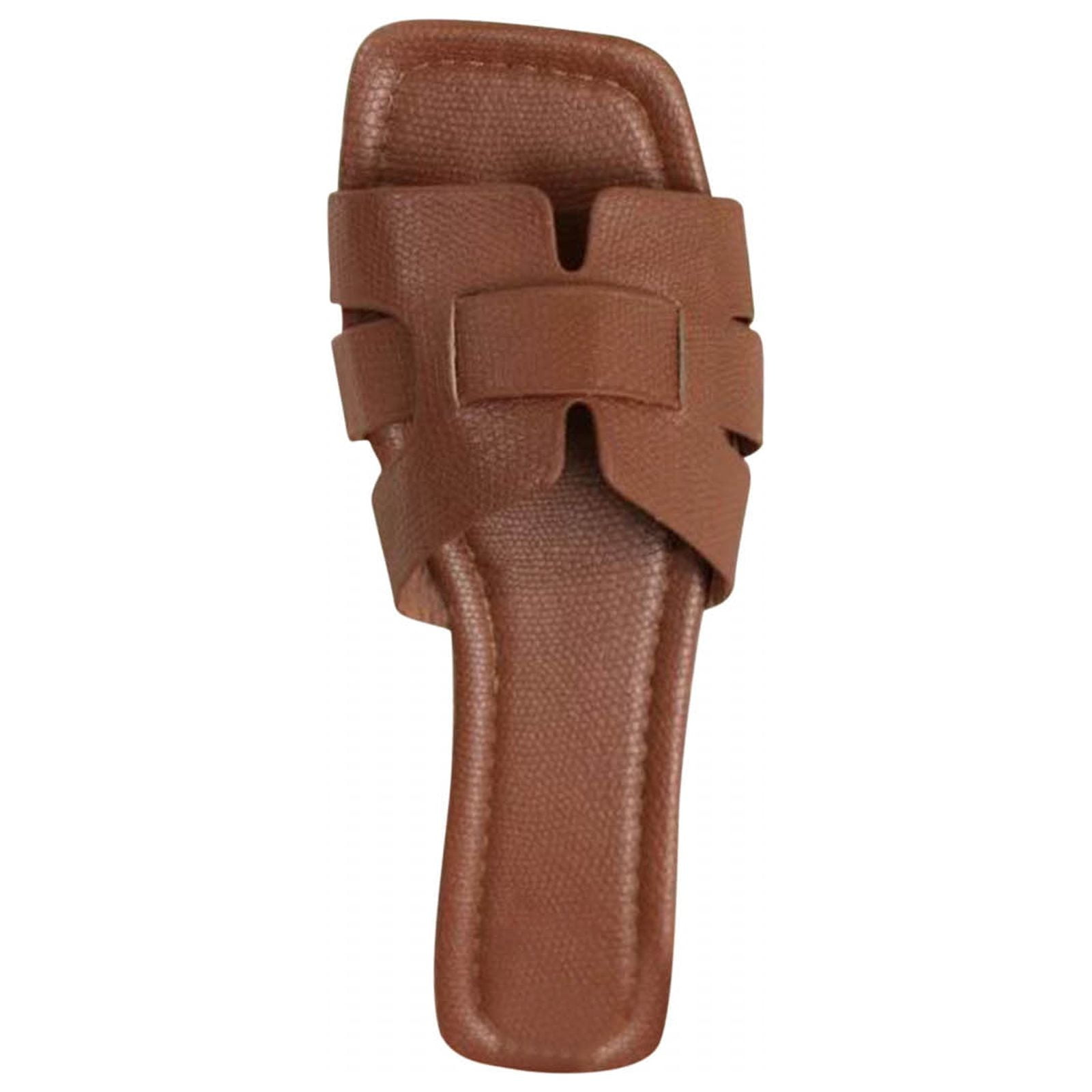 Non-Slip Sandals for Women Trendy Solid Flat Cut Out Sandal Square Toe ...