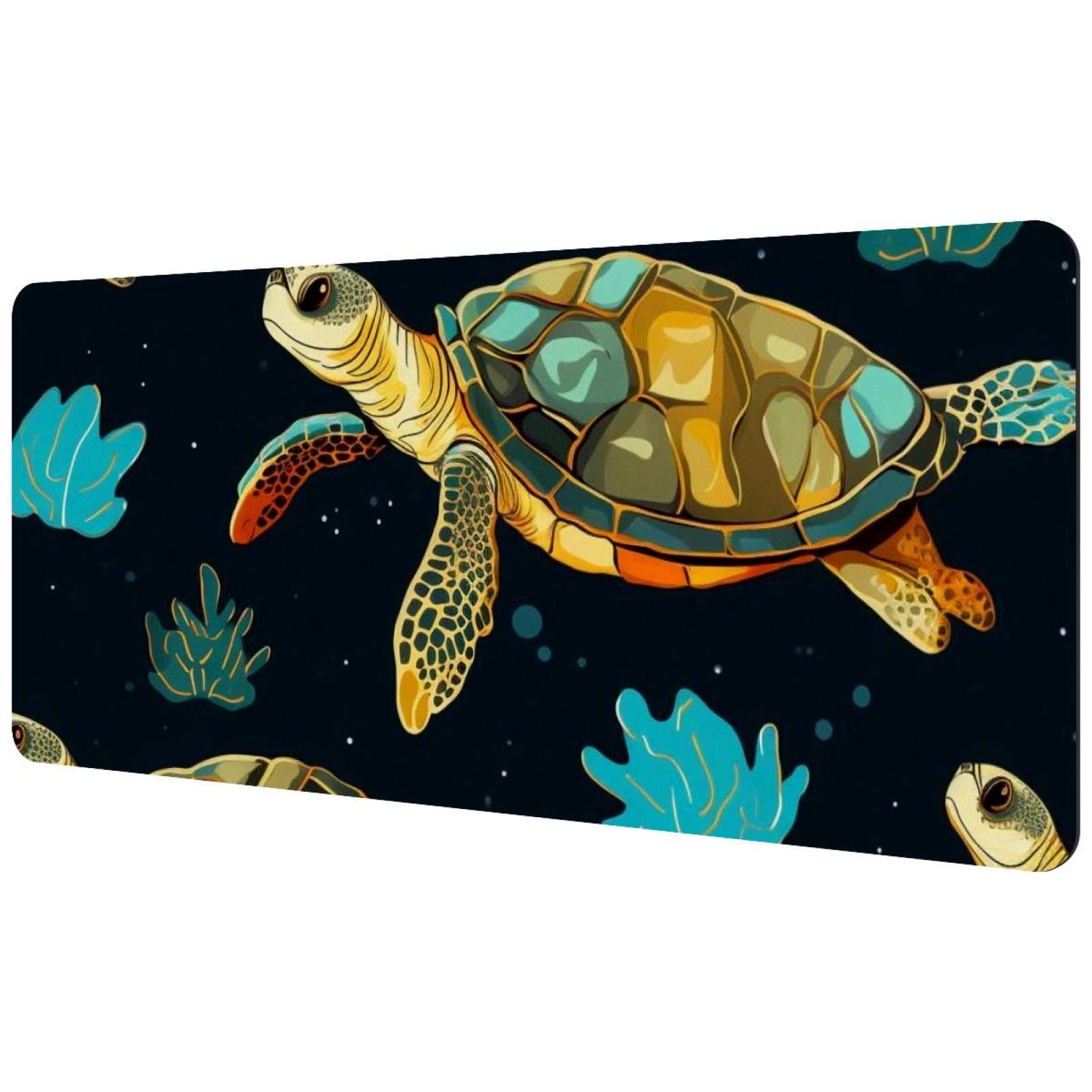 Non Slip Sea Turtles Seamless Pattern Desk Mat, 35.2" x 15.7" Protector ...