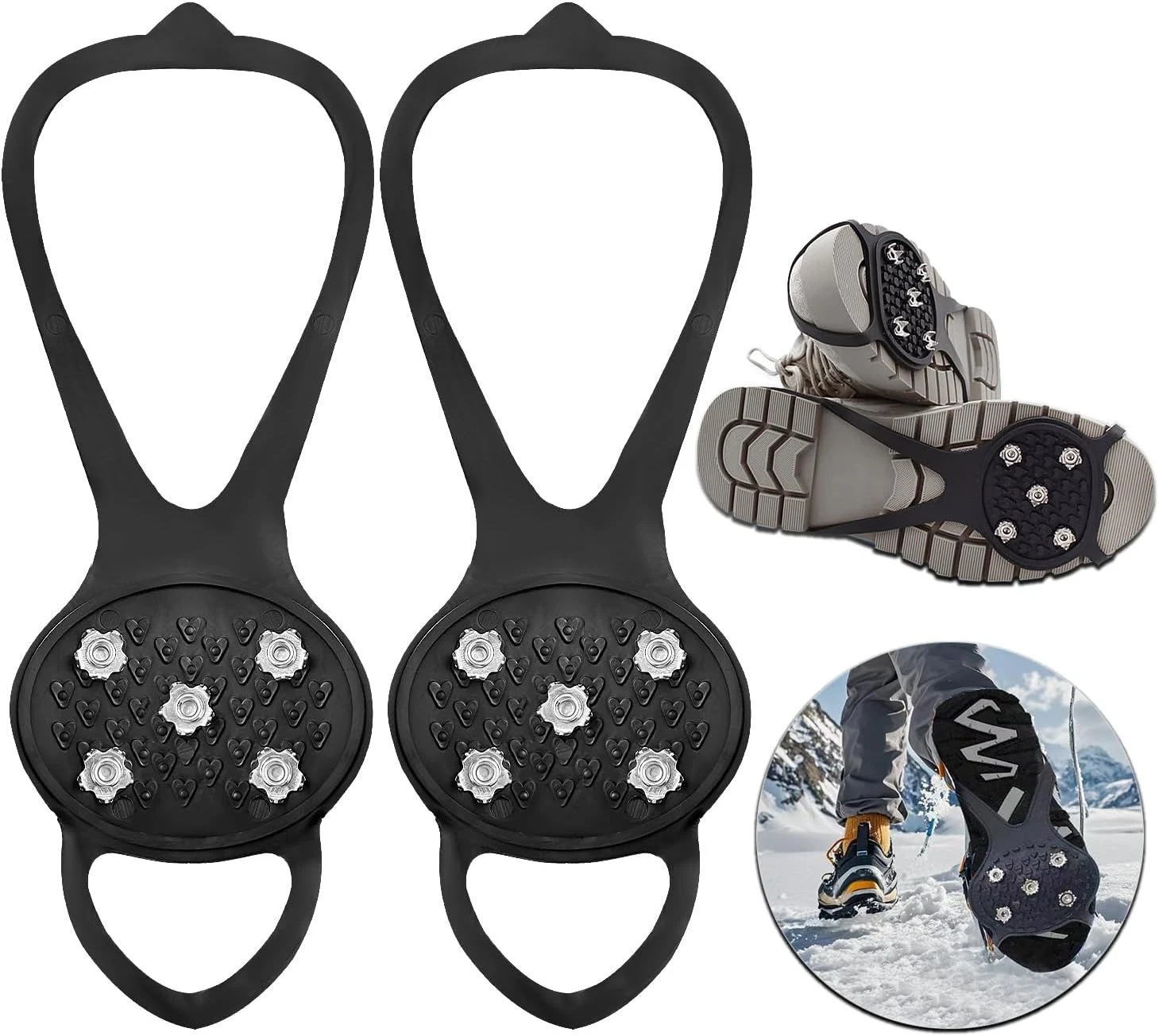 Non-Slip Shoe Grippers with 5 Tooth Steel Nails for Ice and Snow ...