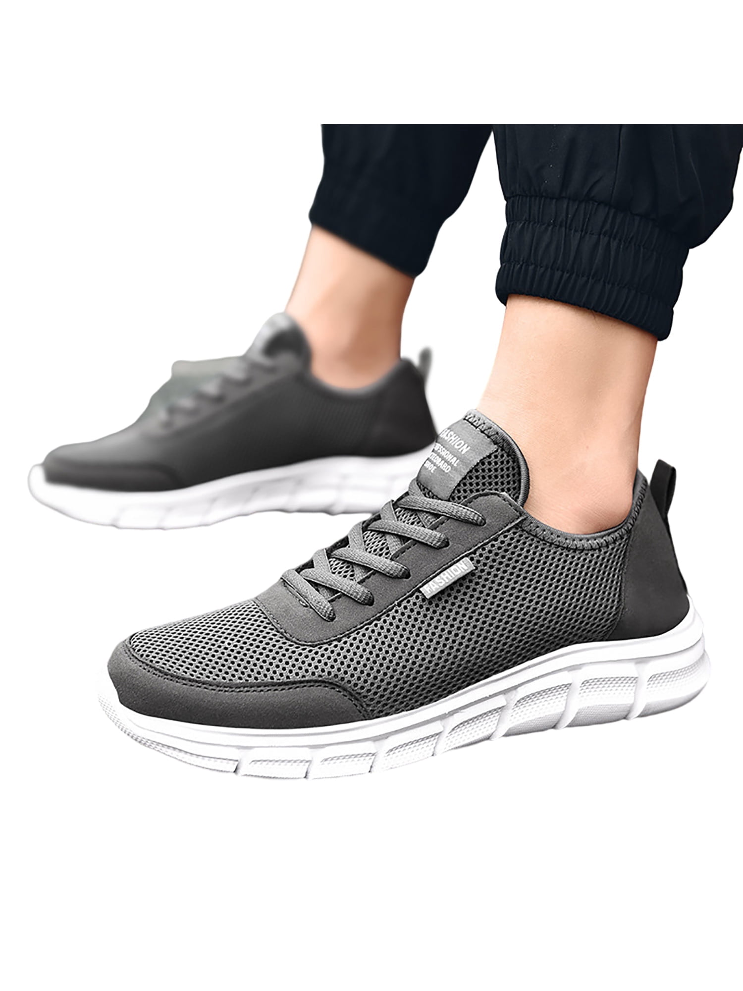 Non Slip Shoes for Men Knit Mesh Breathable Comfor Sport Walking ...